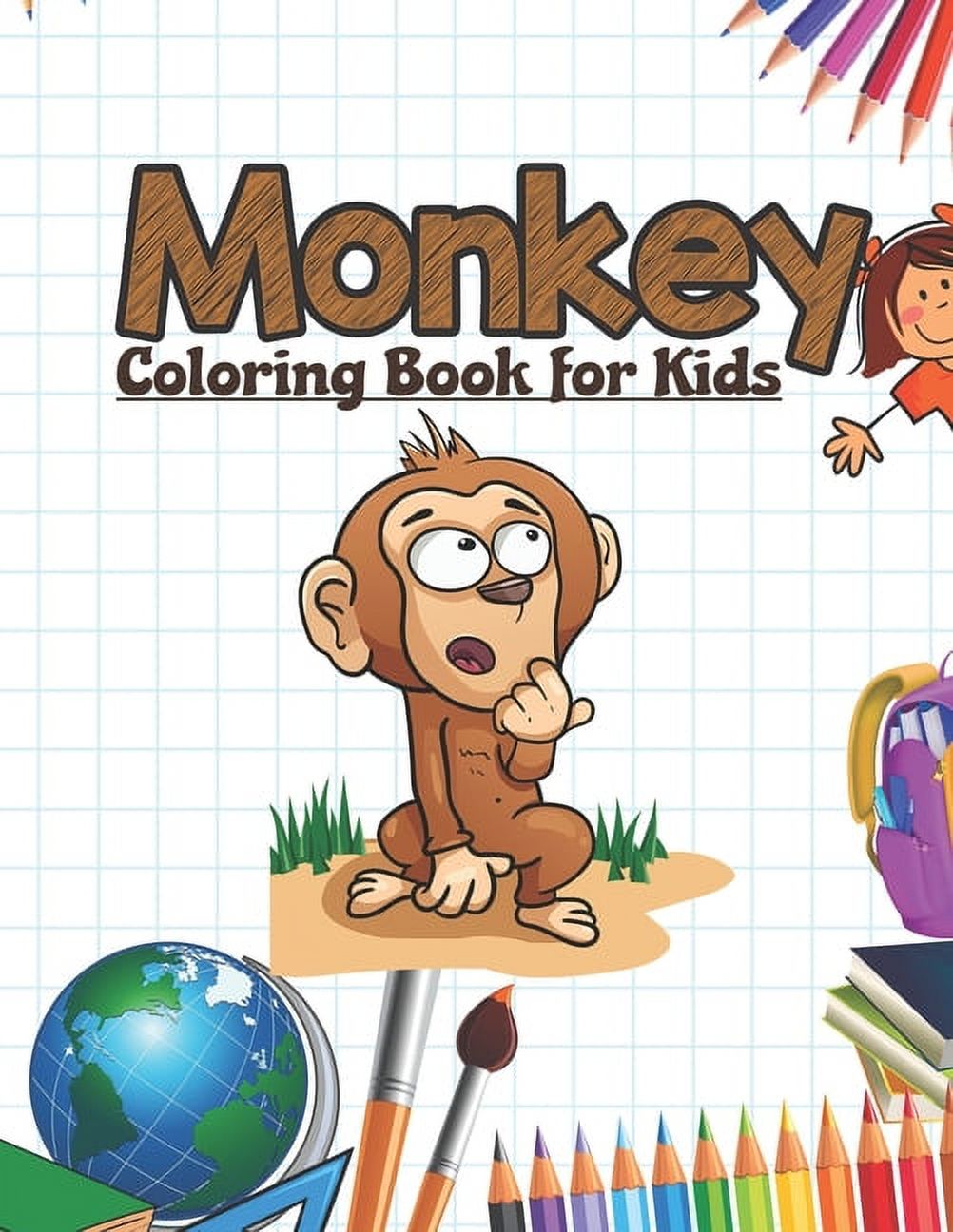 Monkey Coloring Book for Kids : Apes, Monkeys Activity Book (Paperback ...