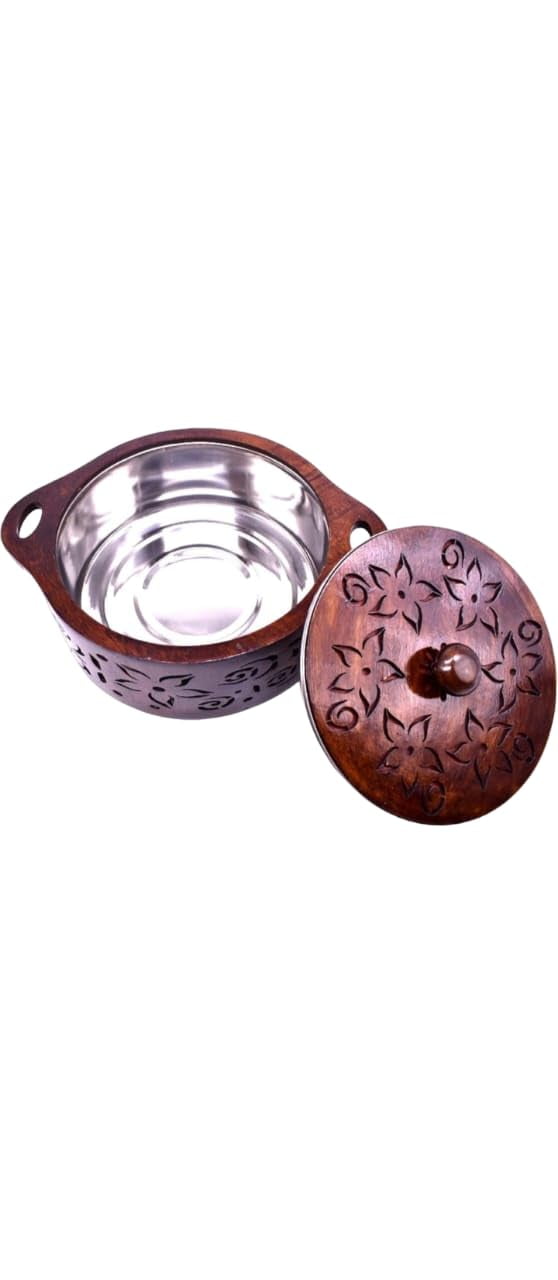 Monkey Crafts Sheesham Wood Chapati Roti Hot Box Holder Casserole for ...
