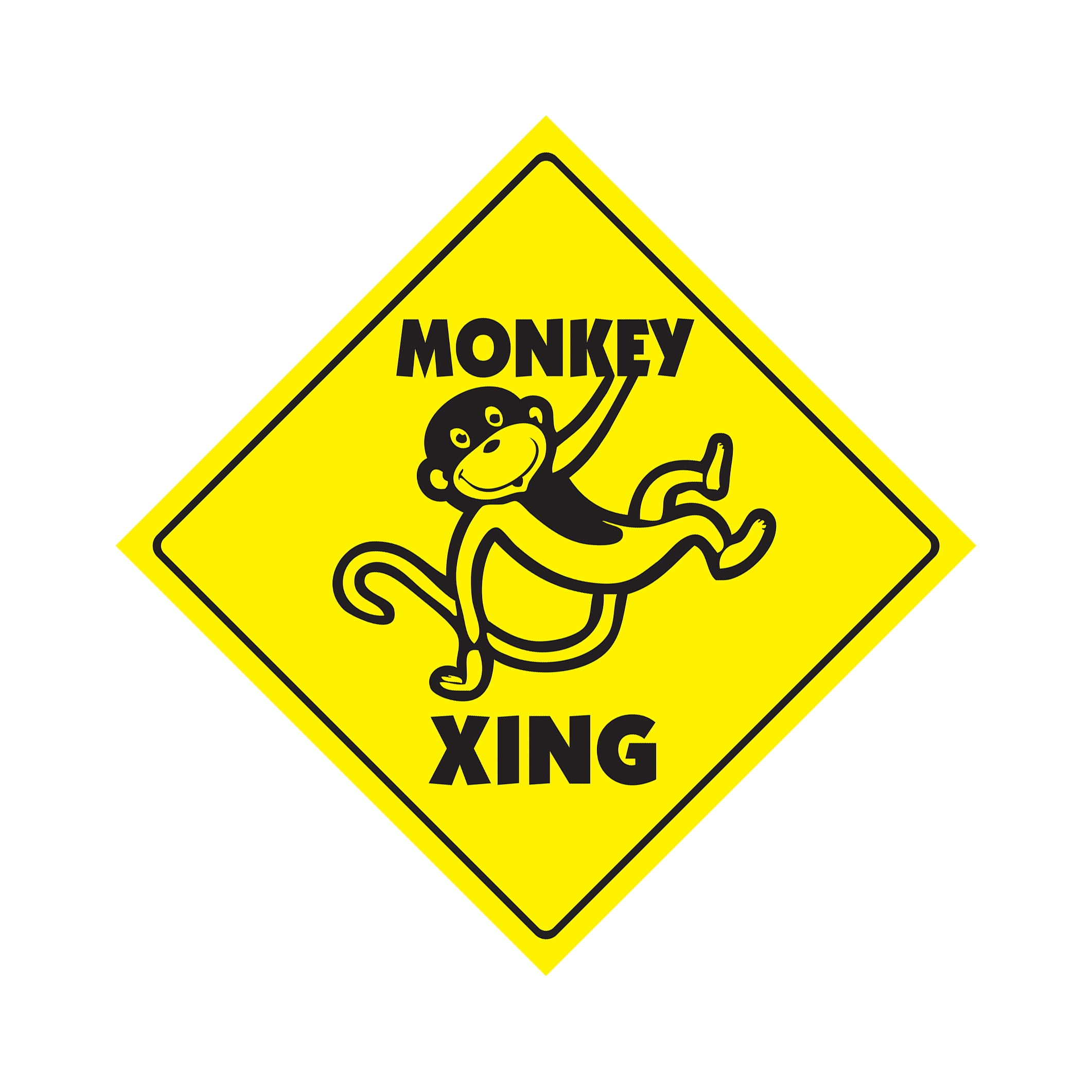 Monkey Crossing Sign Zone Xing | Indoor/Outdoor | 12" Tall new caution road funny gag jungle ...