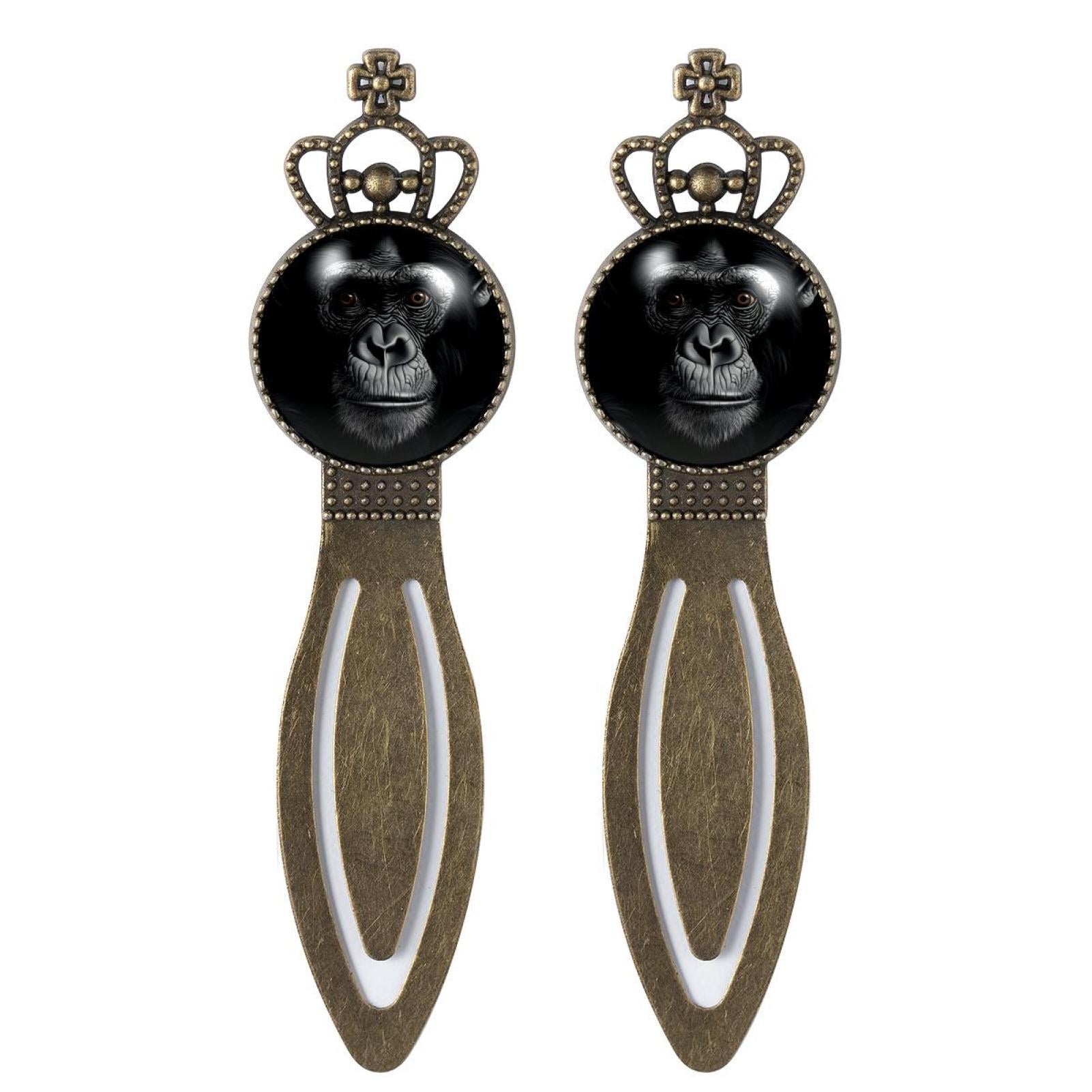 Monkey Crown-Shaped Vintage Bookmarks, Stainless Steel Metal Book Marks ...