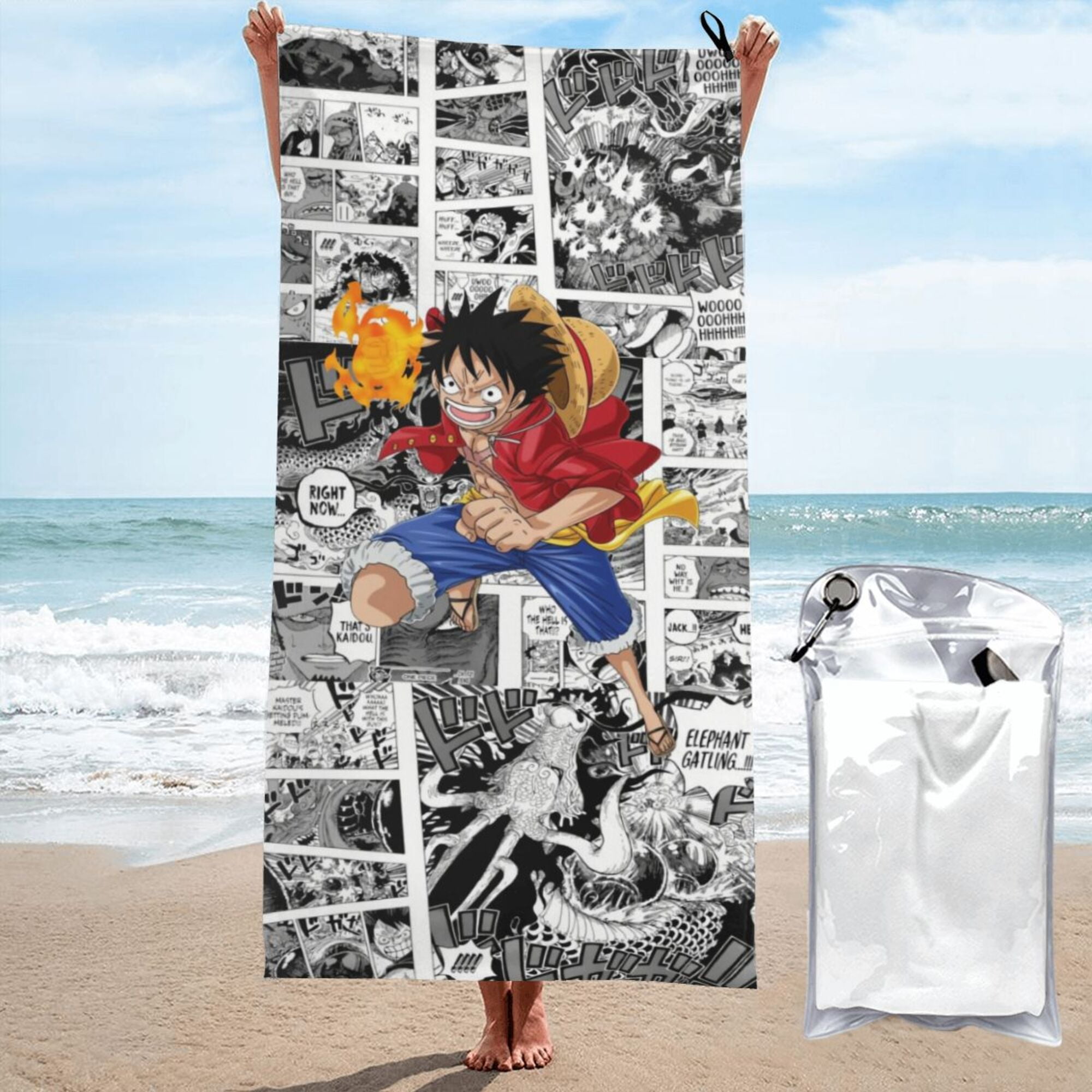 Monkey D Luffy Anime Microfibre Towel Bath Quick Drying Beach Towel ...