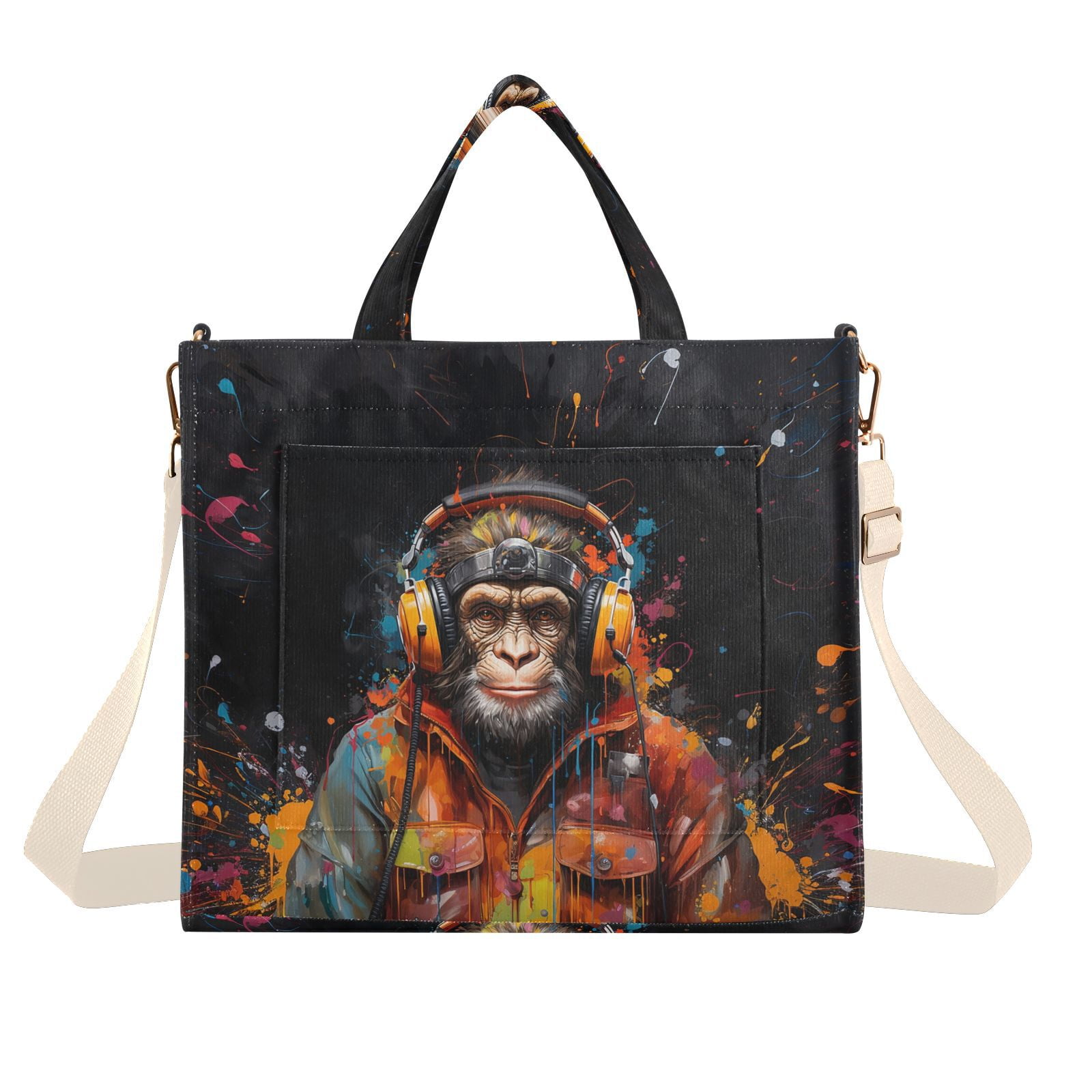 Monkey Earphone Coat Corduroy Tote Bag Handbag Large Messenger Bag ...