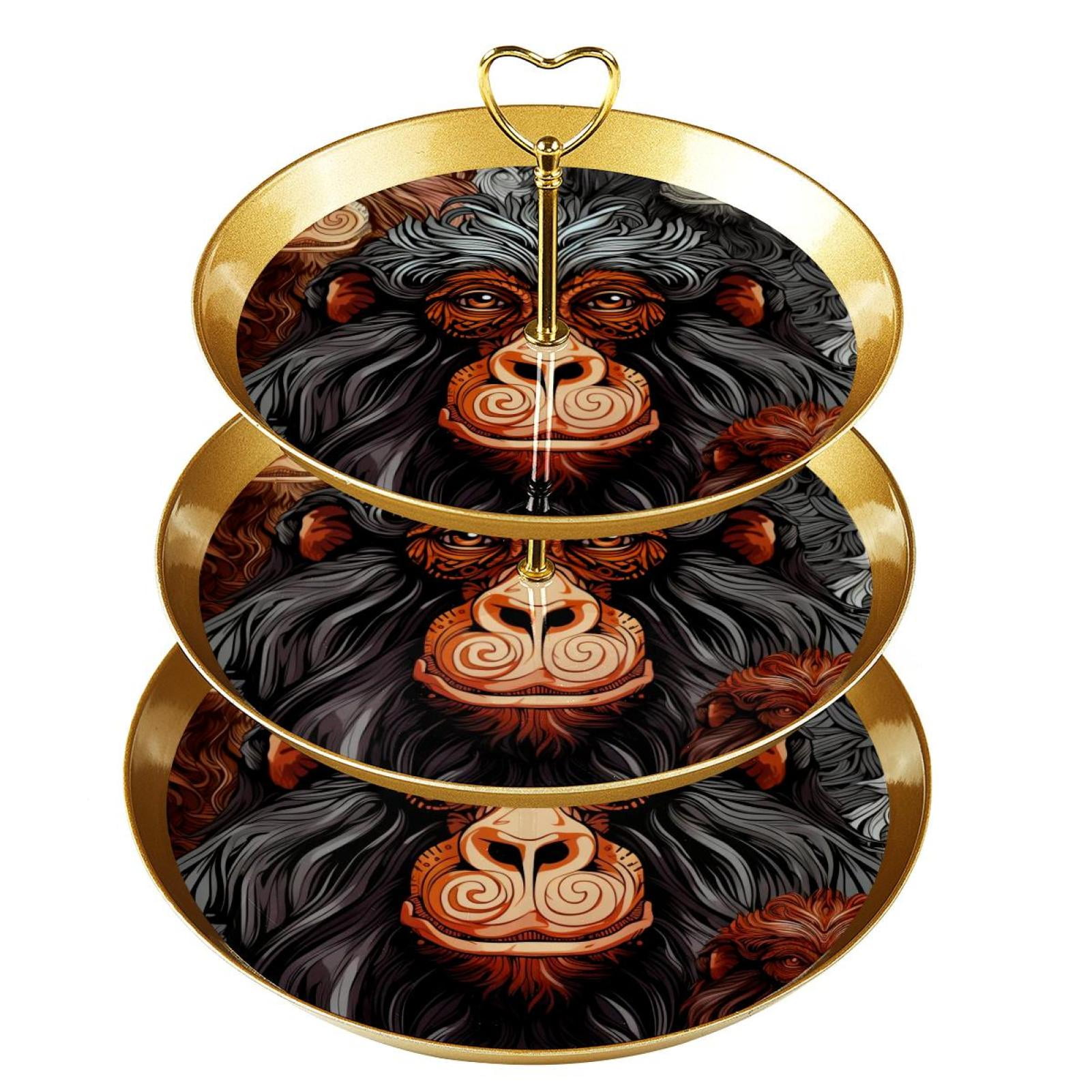 Monkey Elegant Plastic Dessert Table Display Tray Stand with Iron ...