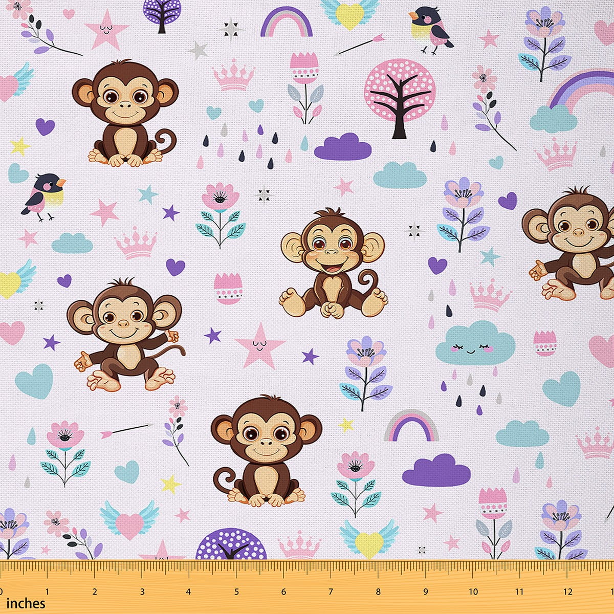 Monkey Fabric,Cute Wild Animal Upholstery Fabric for Quilting Sewing ...