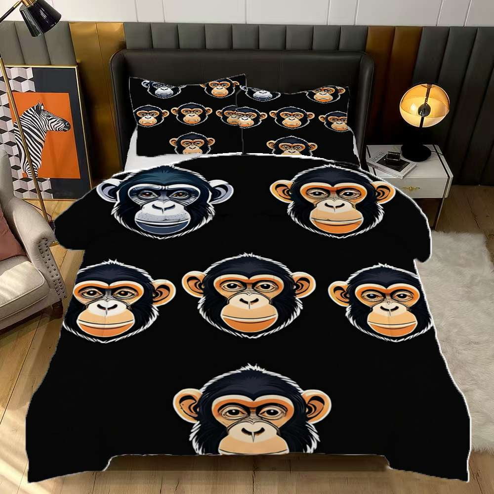 Monkey Faces Cartoon Set Comforter Set Twin Size Bedding Set For Travl ...