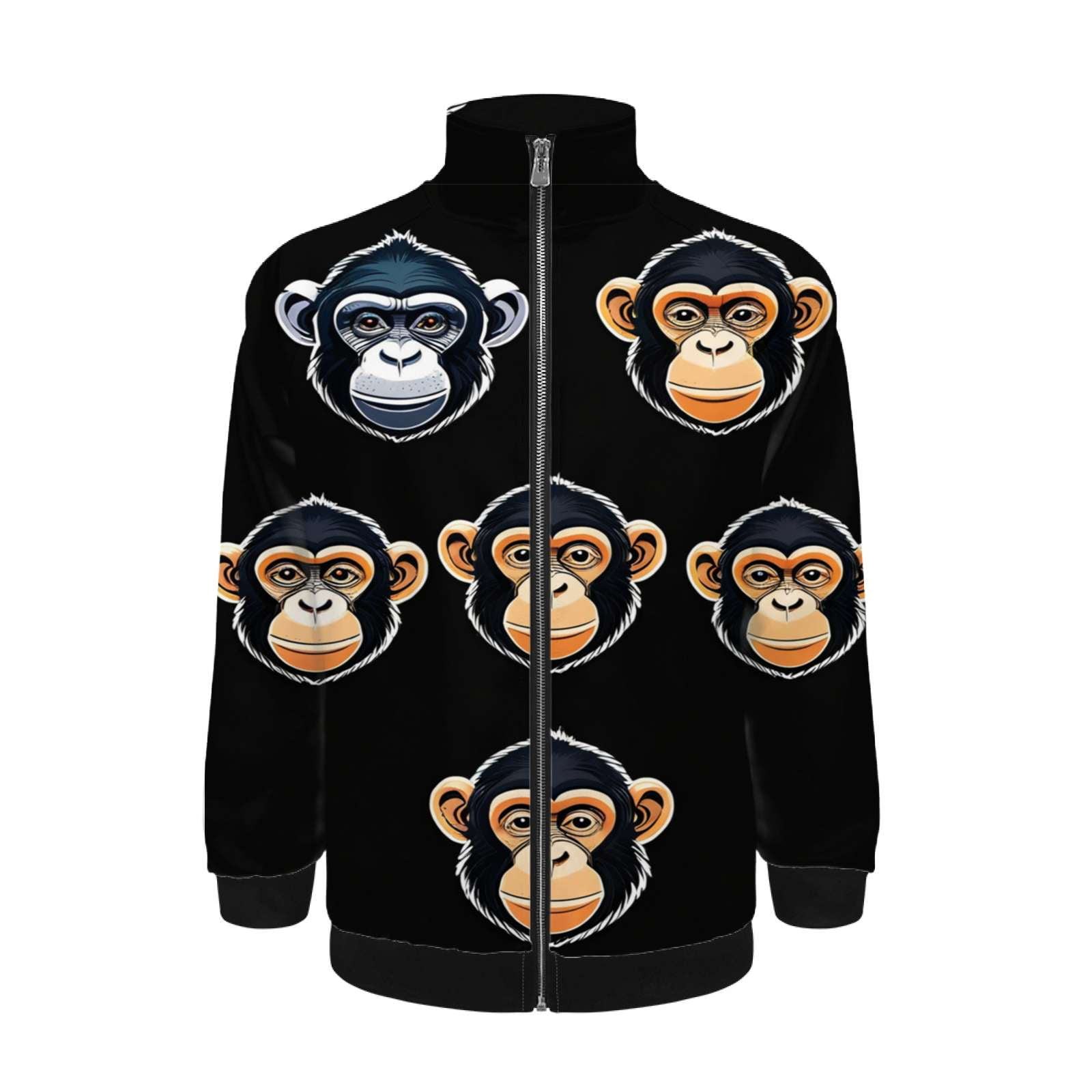 Monkey Faces Cartoon Set Jacket Men's Street Cool Long Sleeves Coat ...