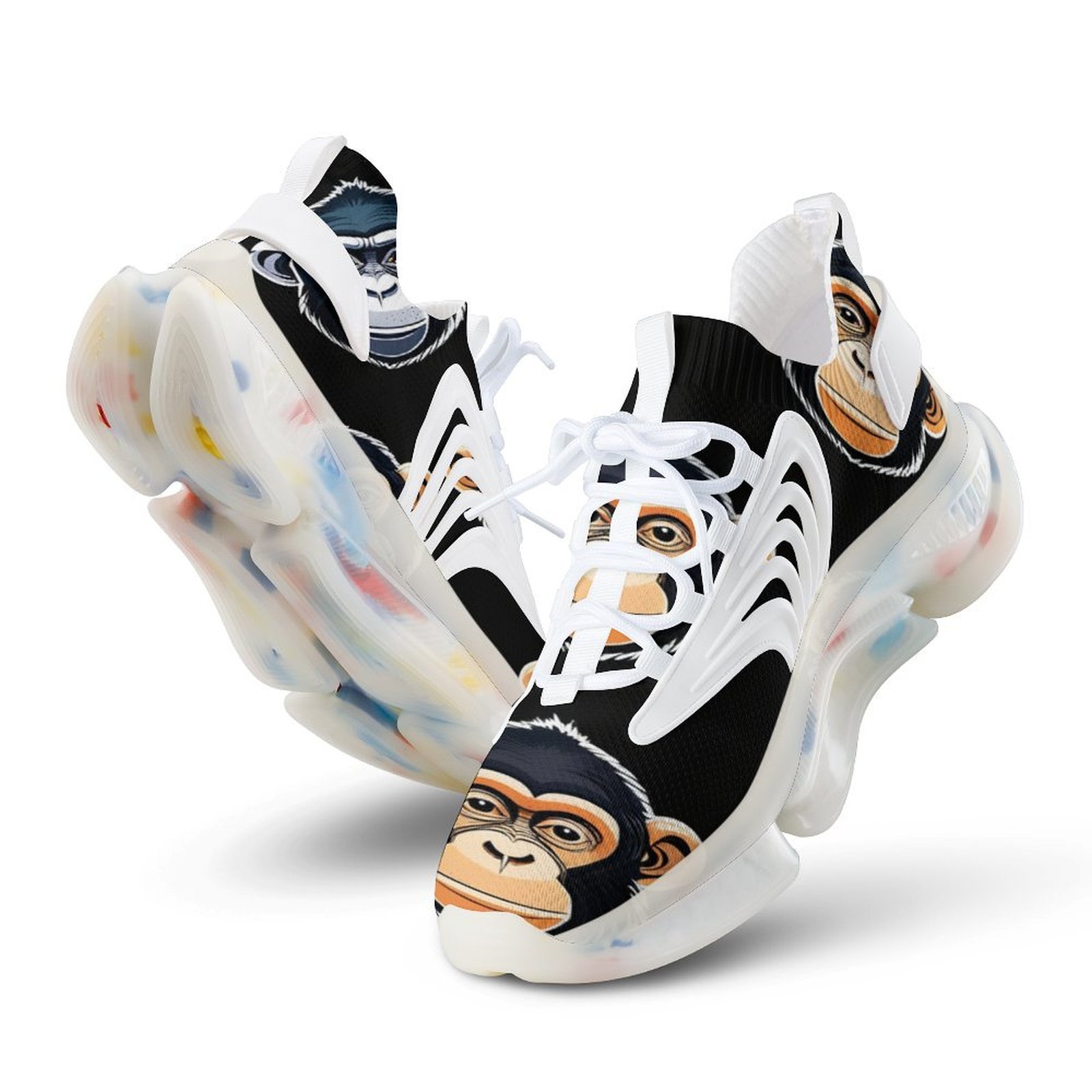 Monkey Faces Cartoon Set Walking Shoes for Men Woman Lightweight Tennis ...