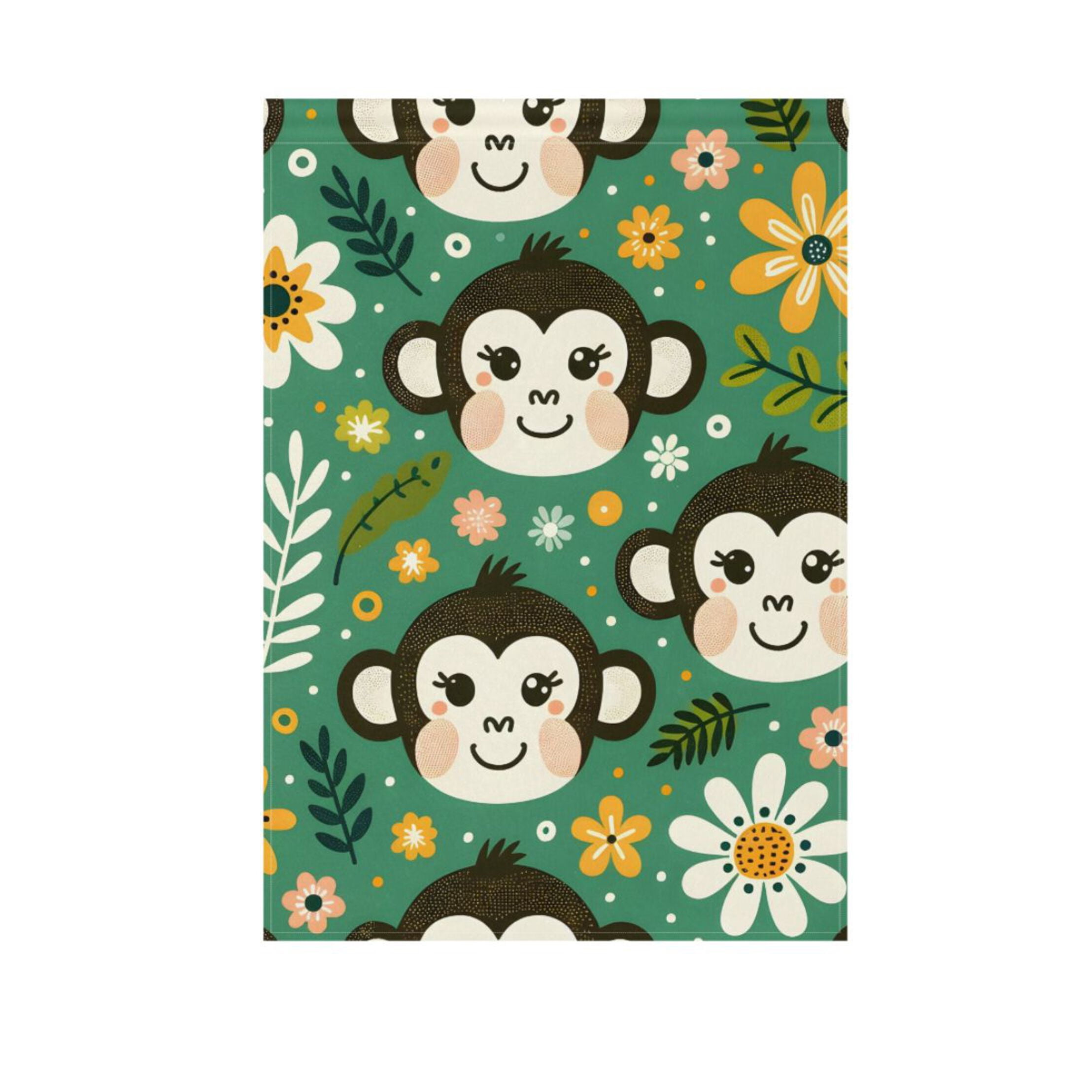 Monkey Faces Flowers Dots Garden Flag 28"x40" Double-Sided Yard Flags ...