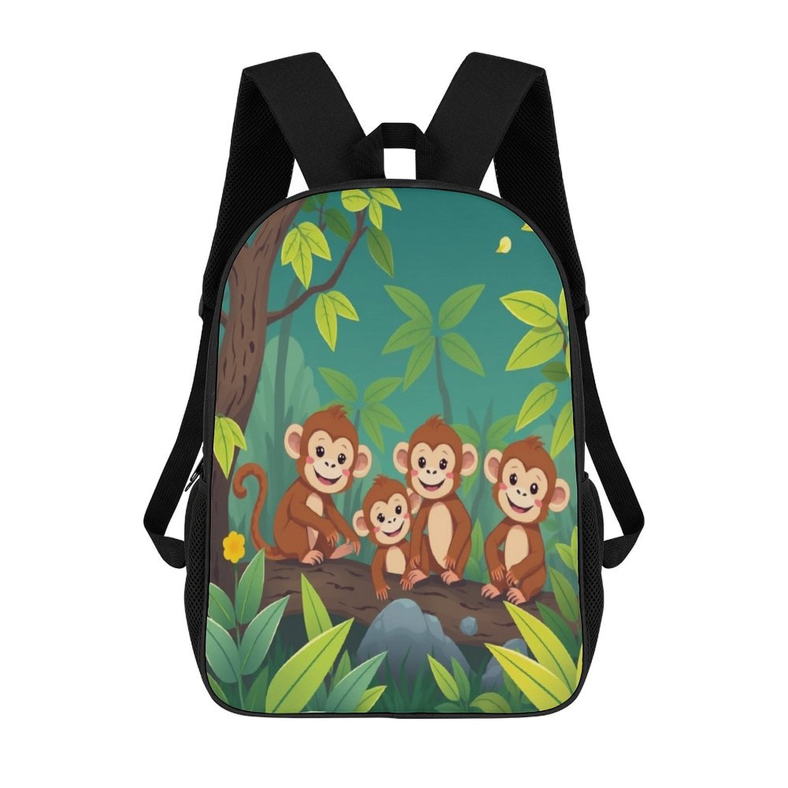 Monkey Family Jungle Backpack Printed Zipper Backpack Book Bag 17 Inch ...