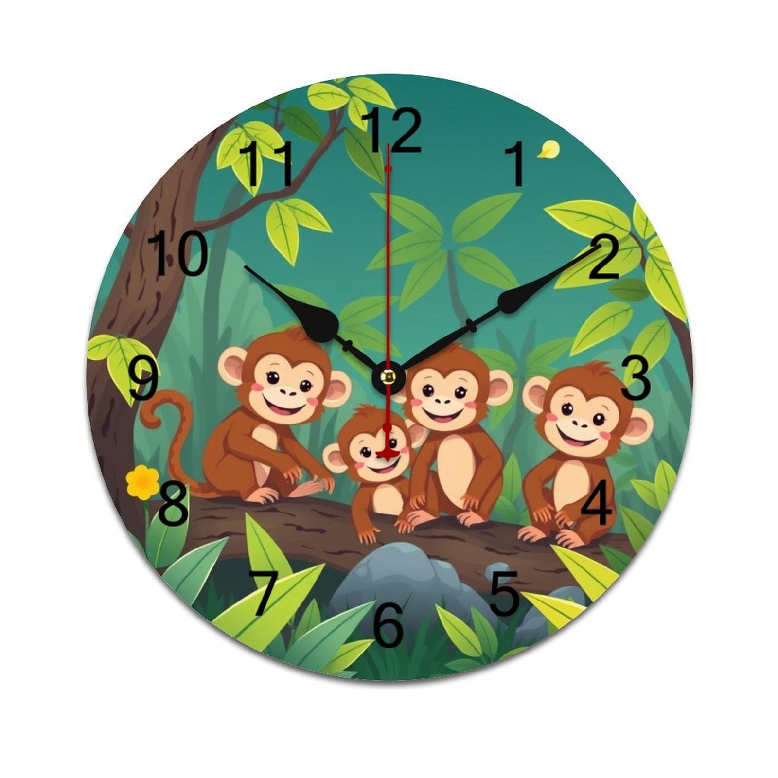 Monkey Family Jungle Silent Wall Clock Movement Battery Clock Mechanism ...