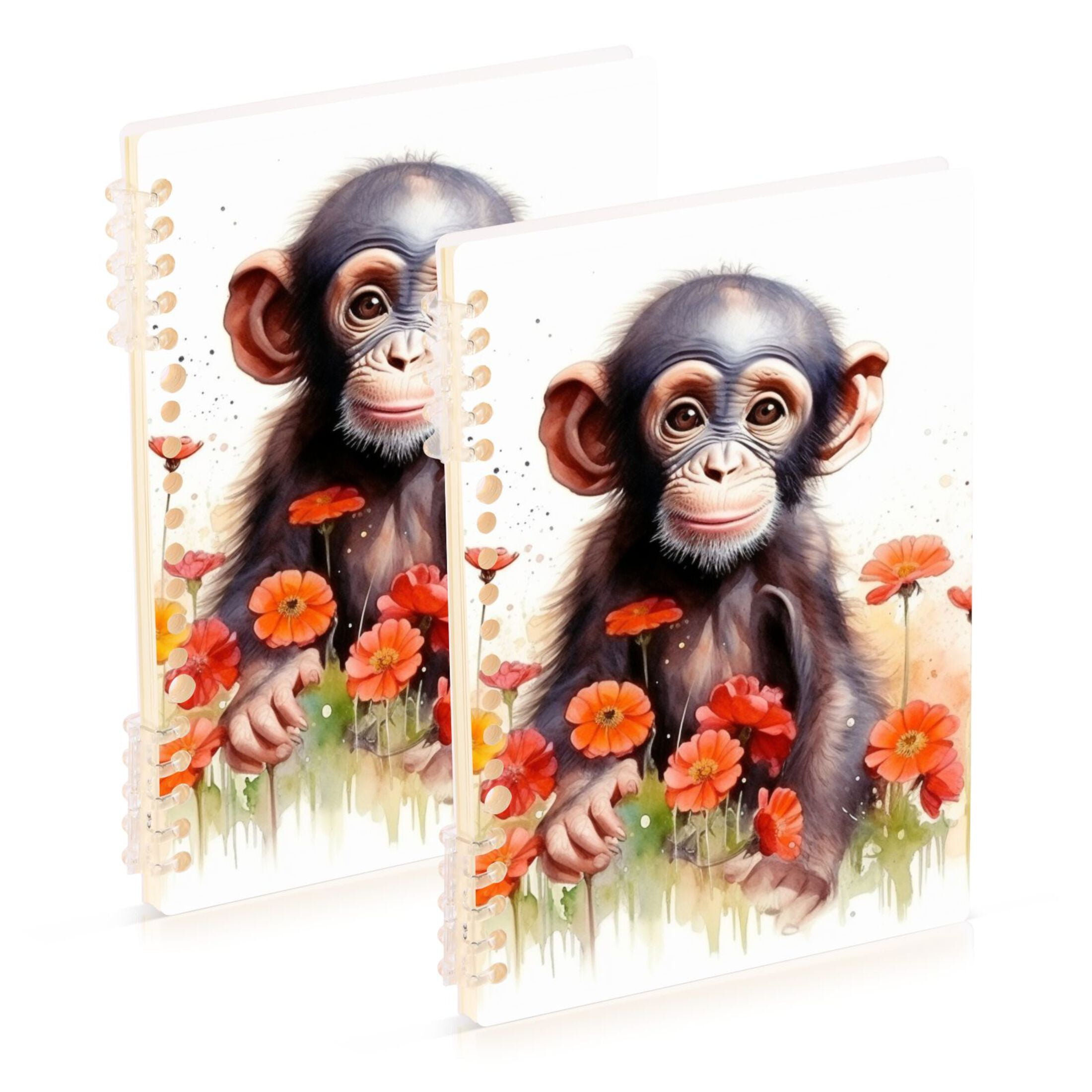 Monkey Flowers Ring Binder Notebook Journey Note Diary College Ruled ...