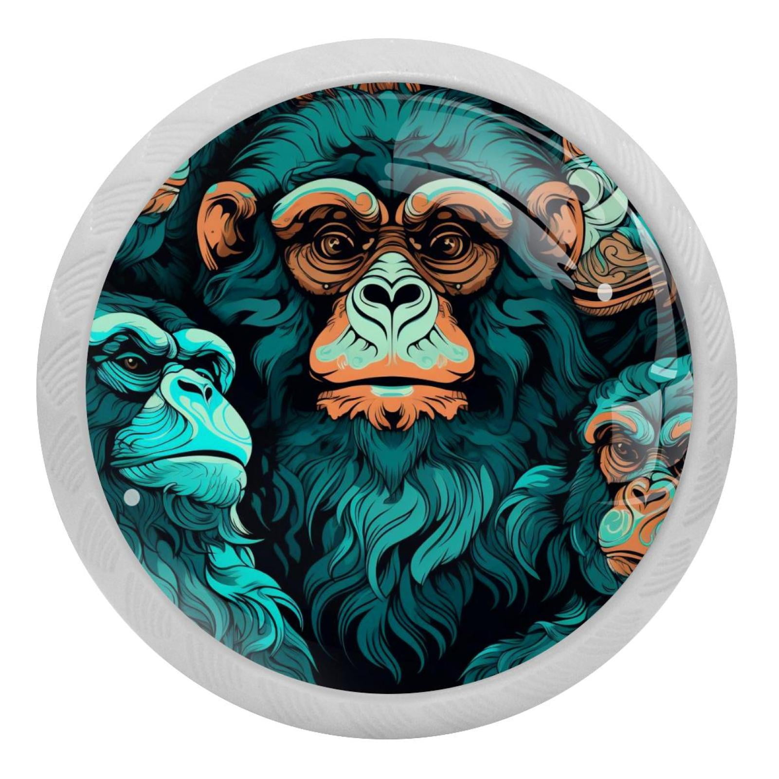 Monkey Fluorescent Drawer Pulls: Round 4-Pack of Glow-in-the-Dark Knobs ...