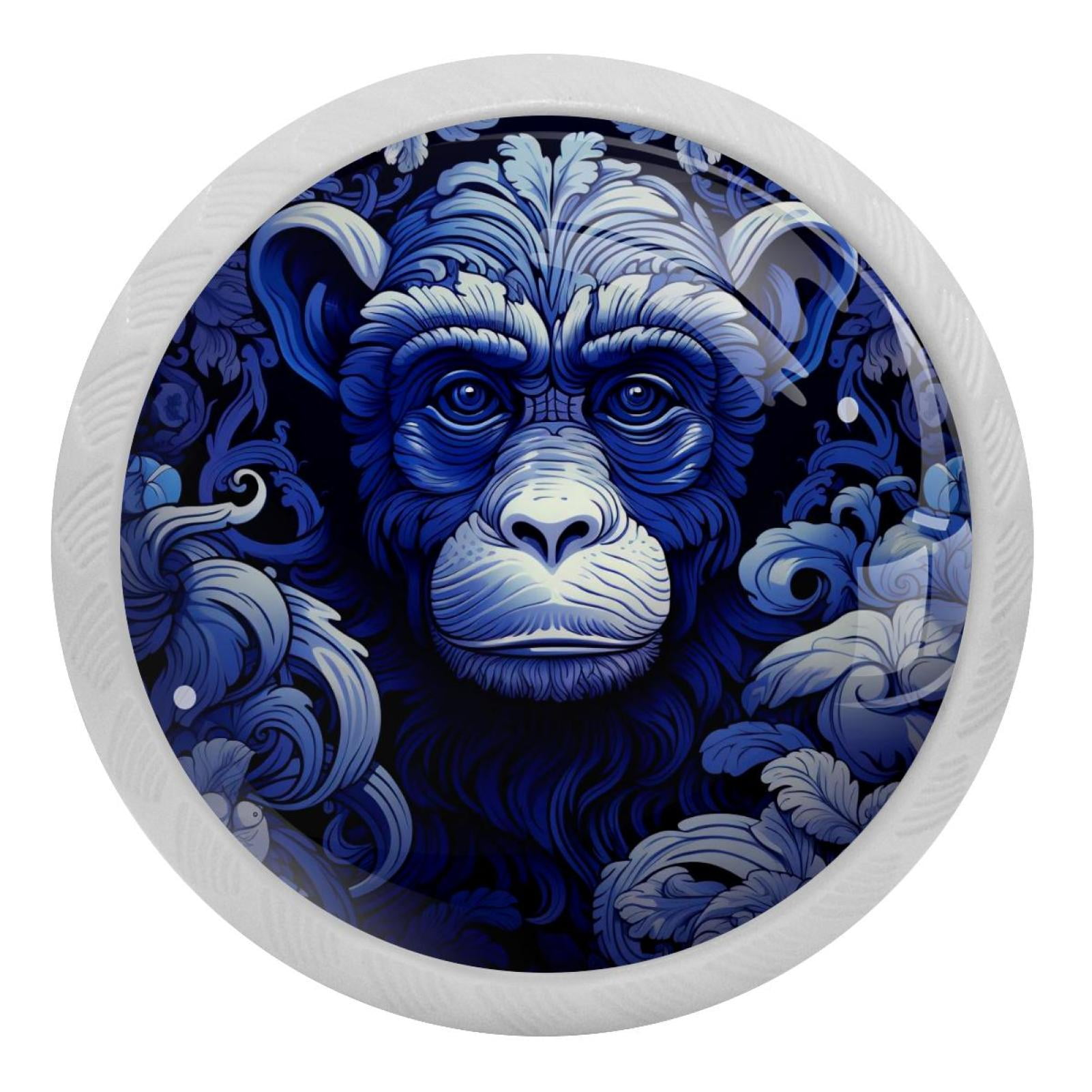 Monkey Fluorescent Drawer Pulls with Screws - Round 4-Pack Glow-in-the ...