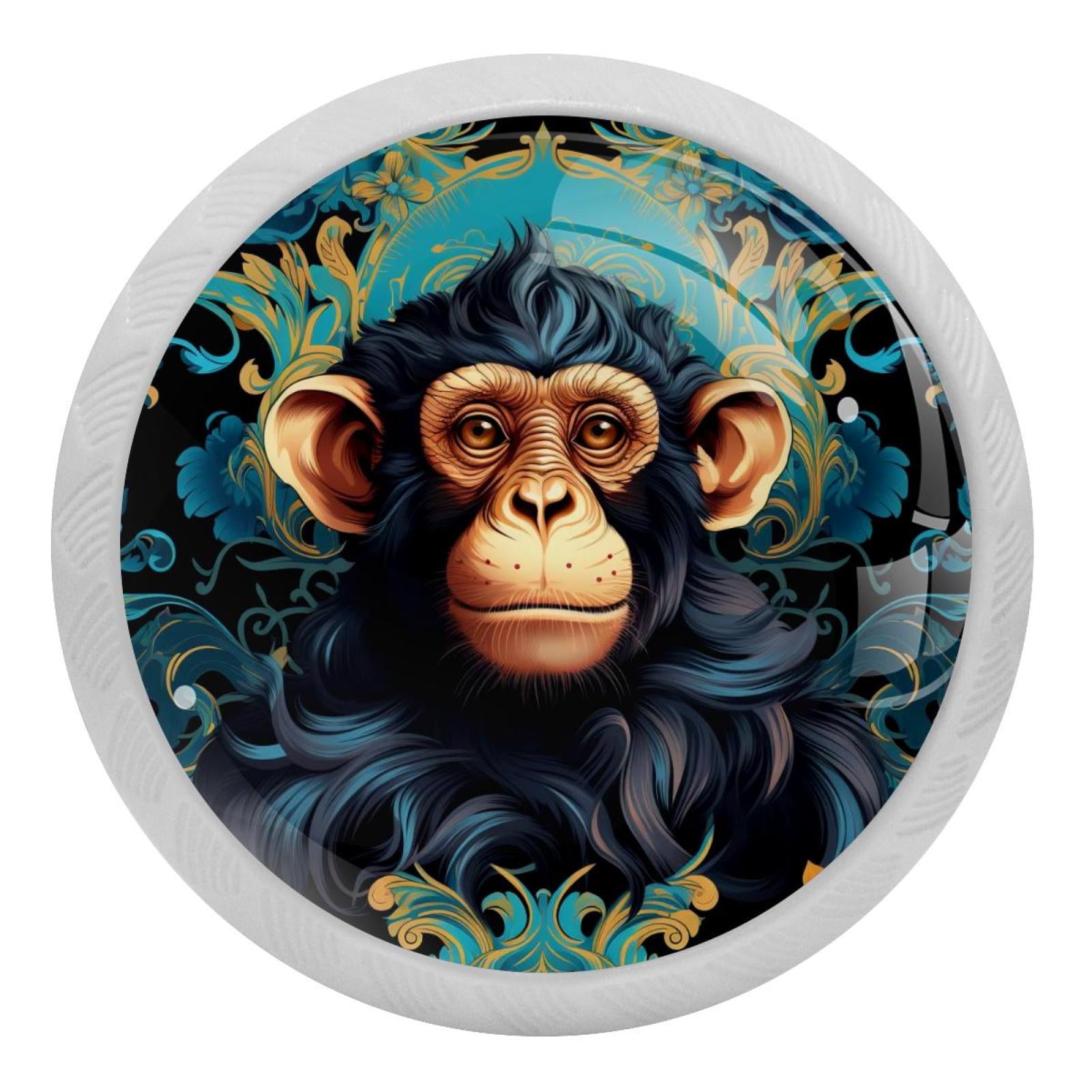 Monkey Fluorescent Drawer Pulls with Screws - Round 4-Pack: Glow-in-the ...