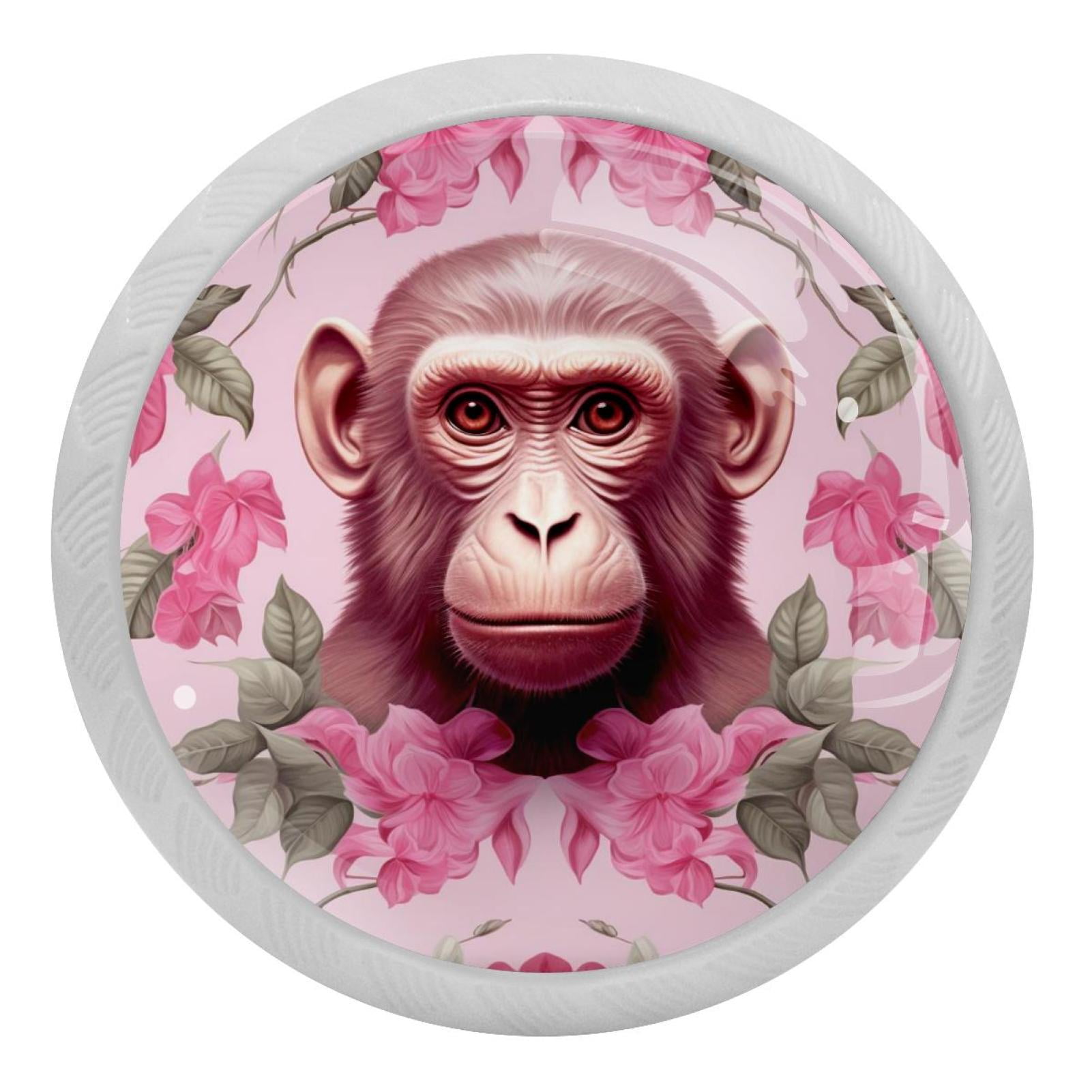 Monkey Fluorescent Drawer Pulls with Screws - Round 4-Pack Glow-in-the ...