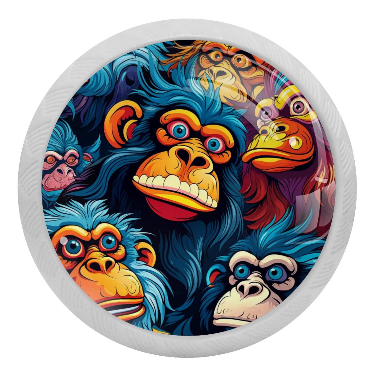 Monkey Fluorescent Drawer Pulls with Screws, Round 4-Pack, Glow-in-the ...