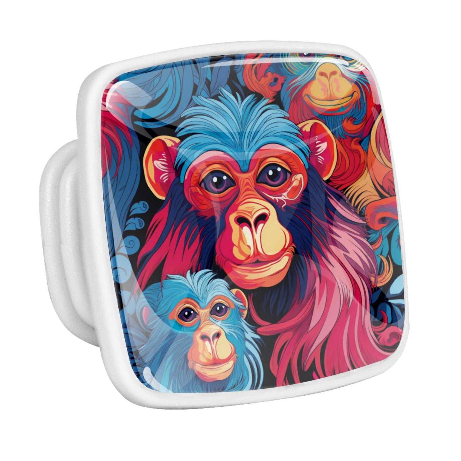 Monkey Fluorescent Drawer Pulls with Screws Square 4-Pack Glow Dark ...