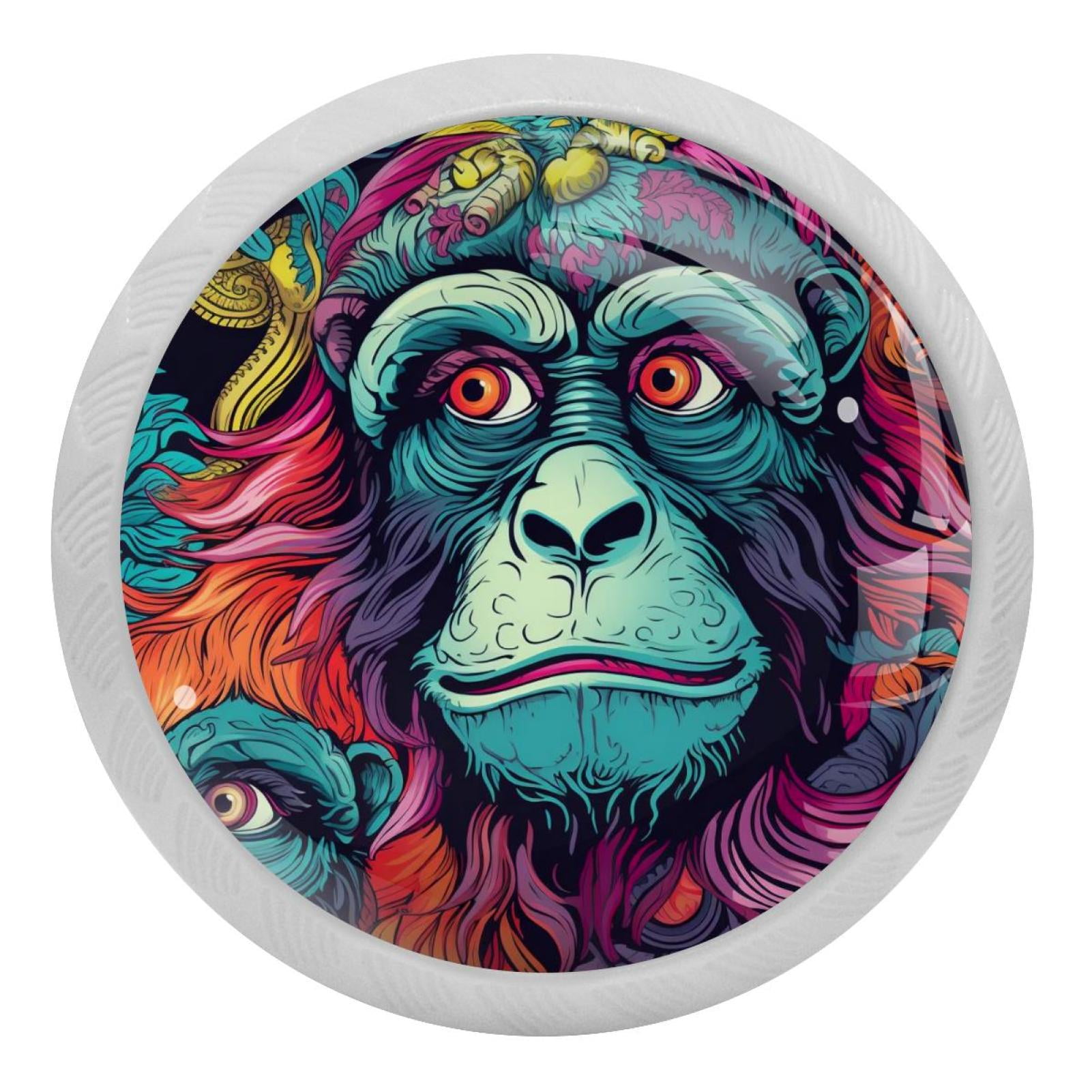 Monkey Fluorescent Drawer Pulls with Screws: Round 4-Pack, Glow-in-the ...