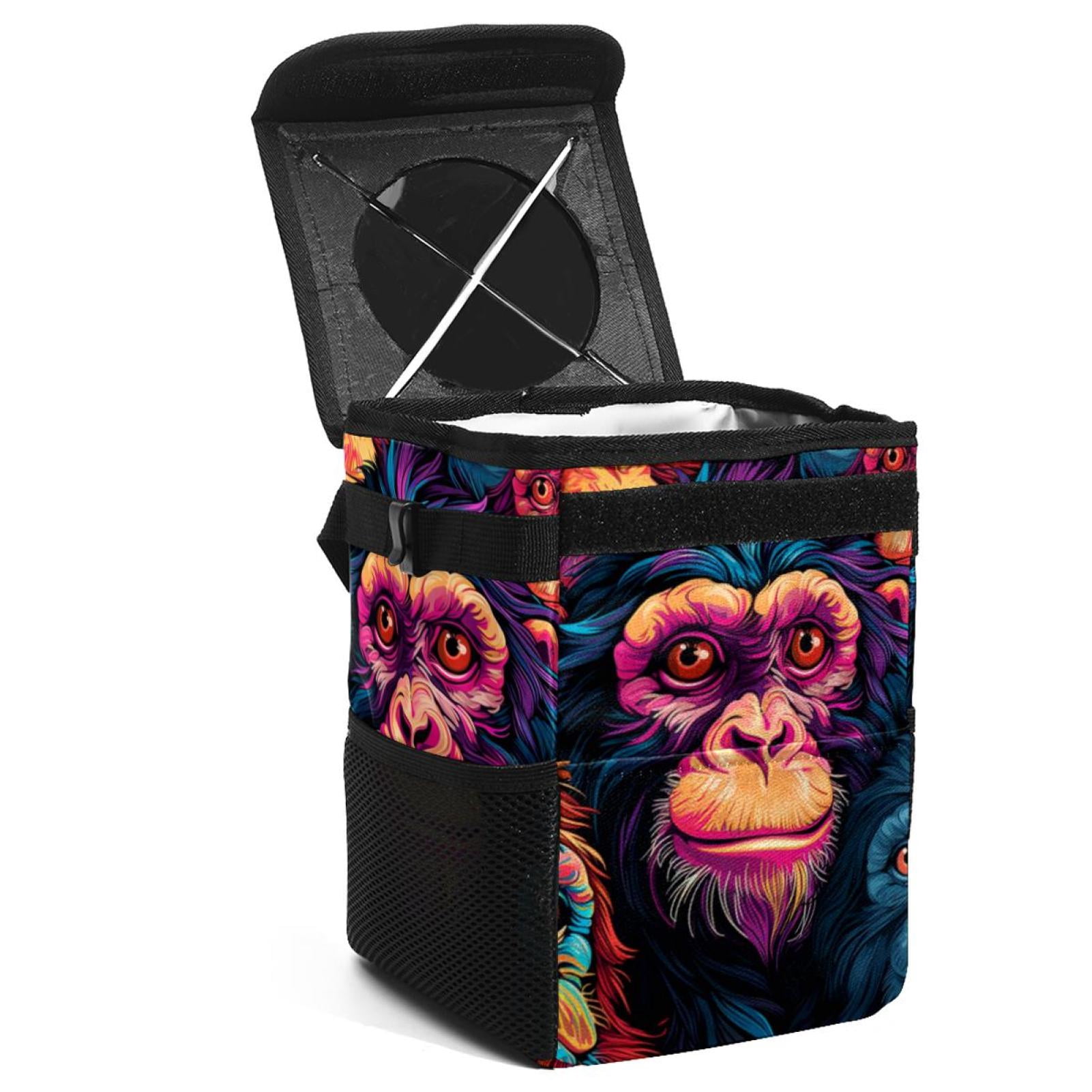 Monkey Foldable Car Garbage Can Trash Can for Car, with Lid, Leak-Proof ...