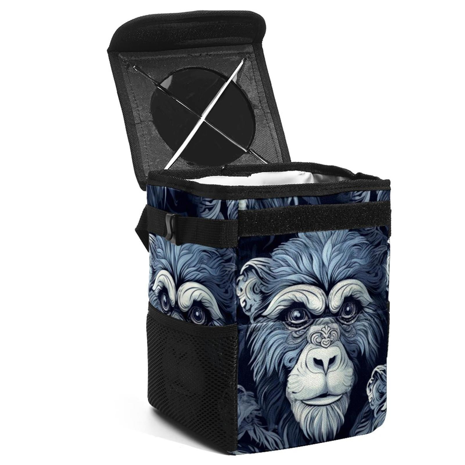 Monkey Foldable Car Trash Can with Lid, Leak-proof Mini Garbage Bin ...