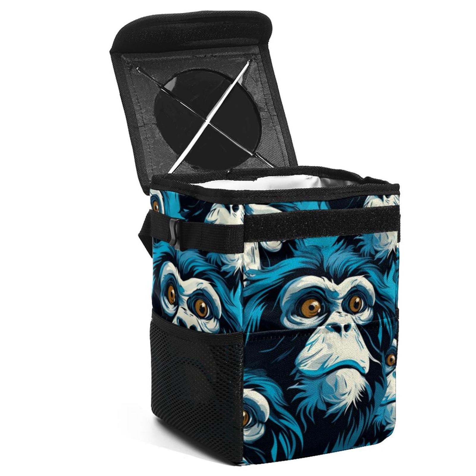 Monkey Foldable Car Trash Can with Lid, Leak-proof and Hanging Storage ...