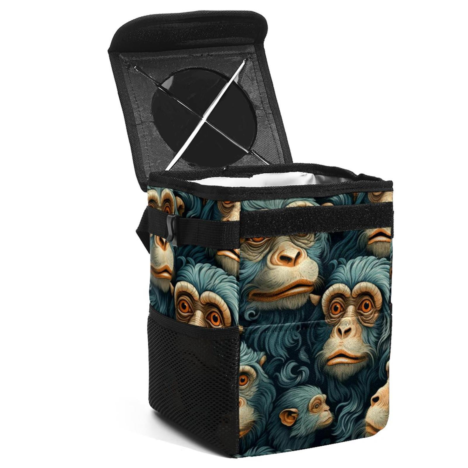 Monkey Foldable Mini Trash Can Car Trash Can with Lid Leak-Proof ...