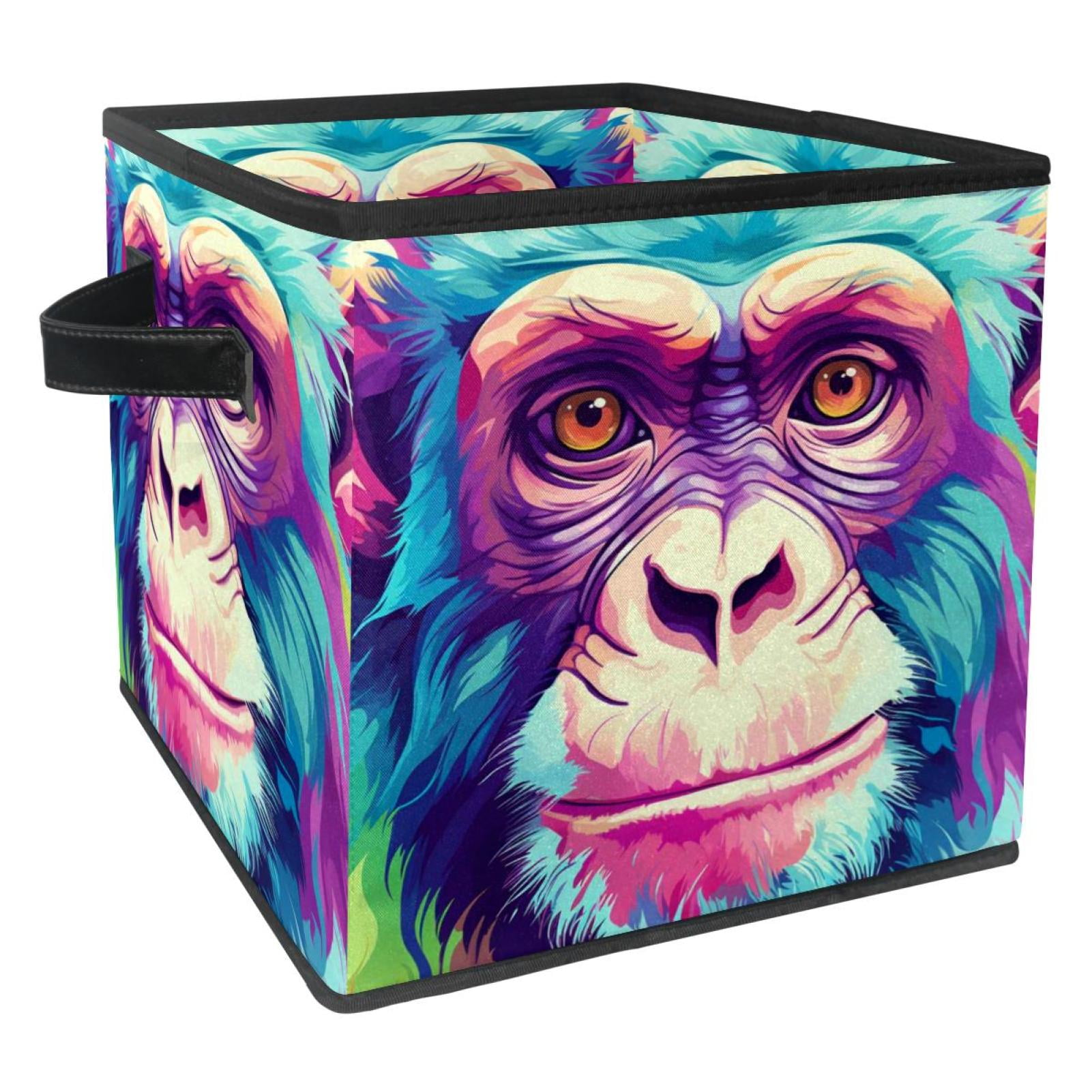 Monkey Foldable Storage Basket with Handle, 10.8"x10.5"x10.6", Large ...