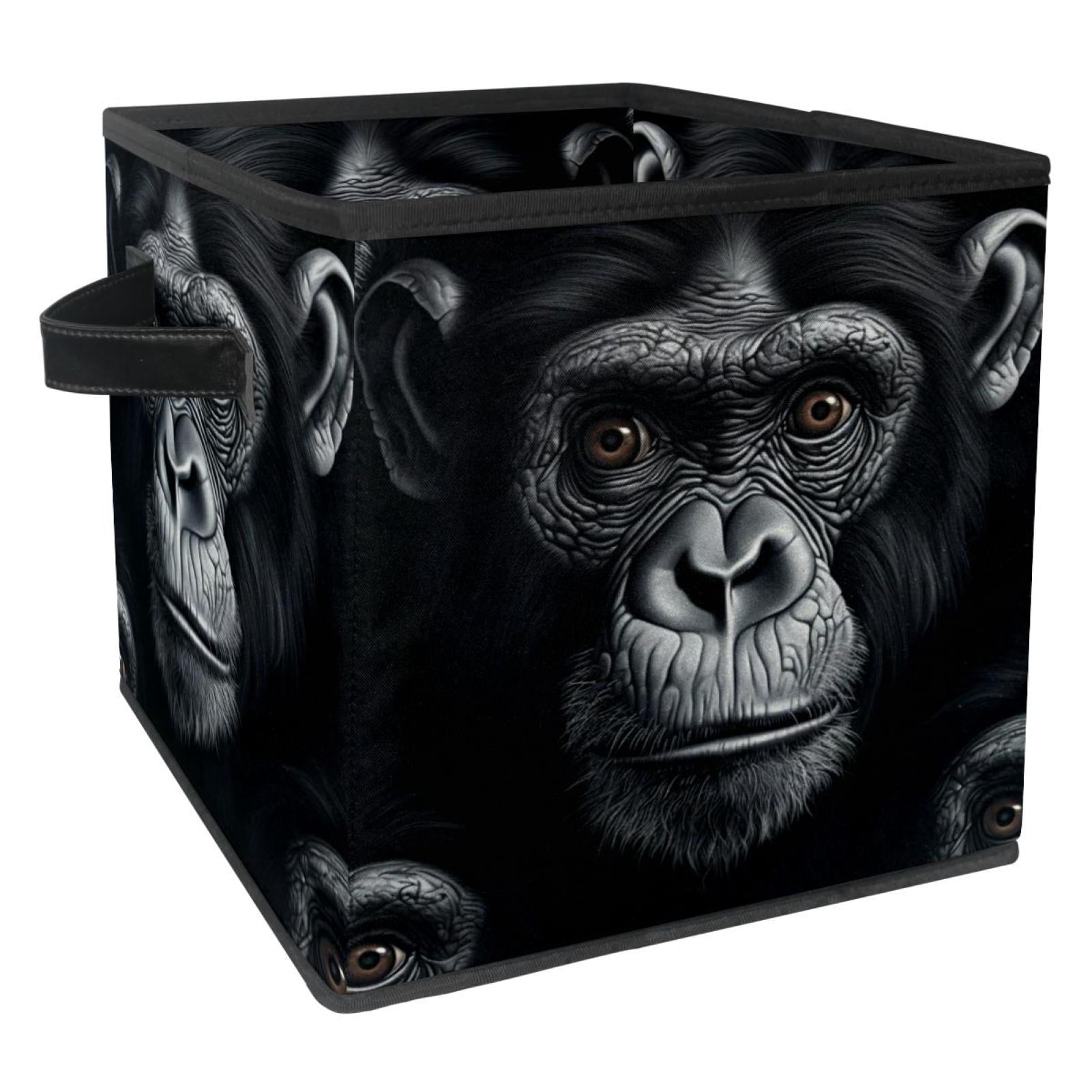Monkey Foldable Storage Baskets with Handle, 10.8"x10.5"x10.6", Large ...
