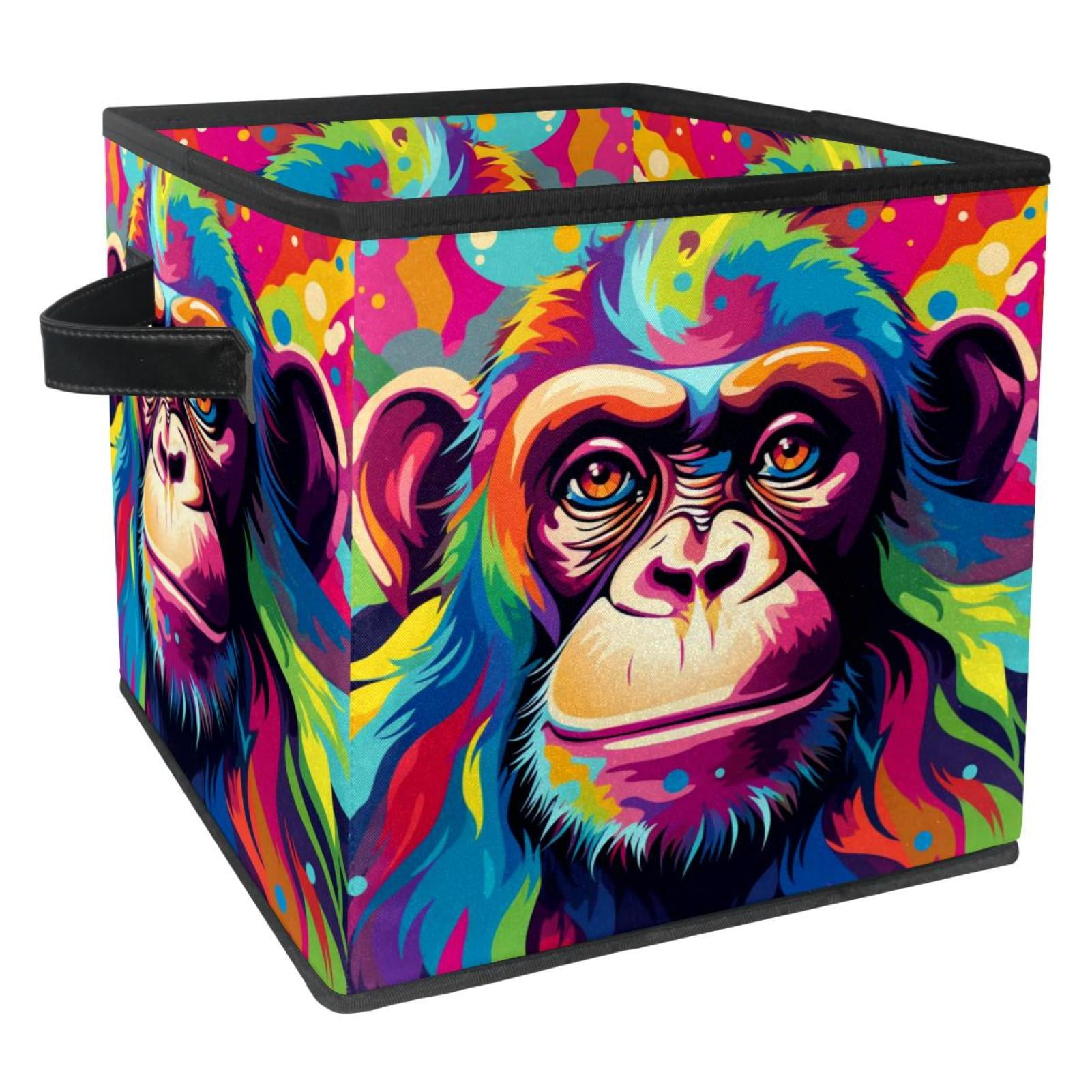 Monkey Foldable Storage Bins with Handle, 10.8"x10.5"x10.6", Large ...