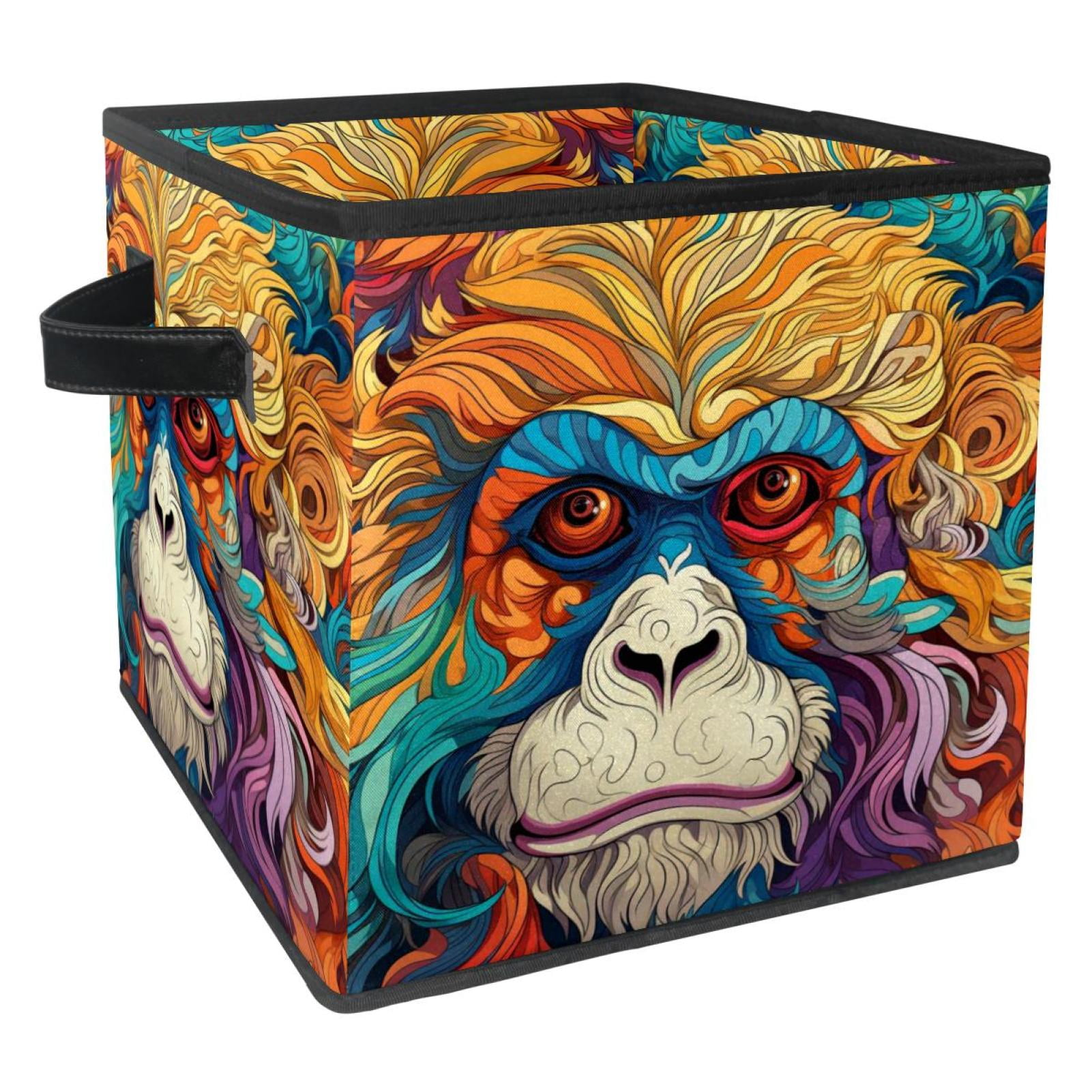 Monkey Foldable Storage Cubes with Handle, 10.8"x10.5"x10.6", Large ...