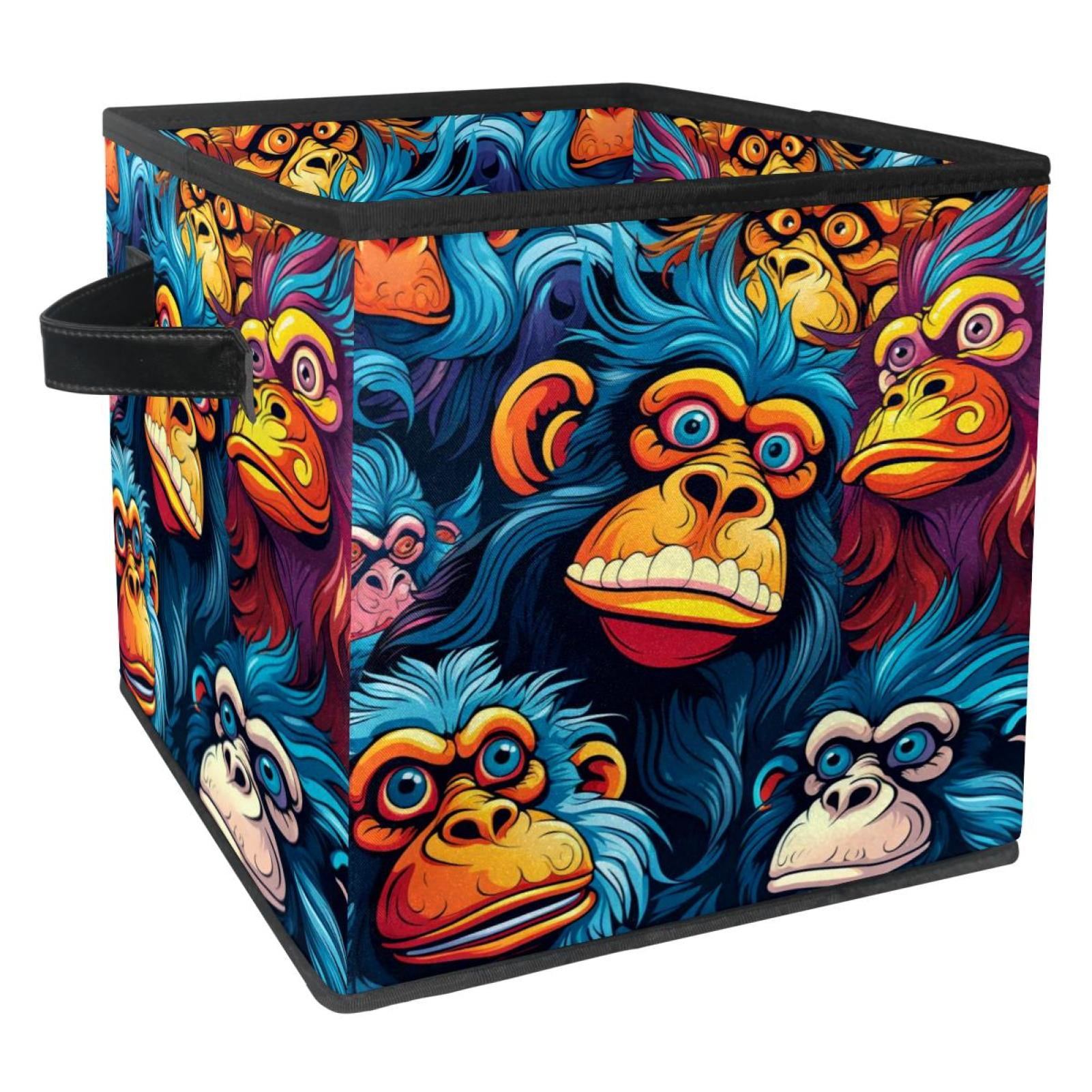 Monkey Foldable Toy Storage Baskets, Storage Bins with Handle, 10.8"x10 ...
