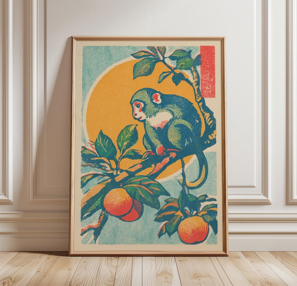 Monkey Fruit Tree Japanese Nature Decorative Interior Home Wall Art ...