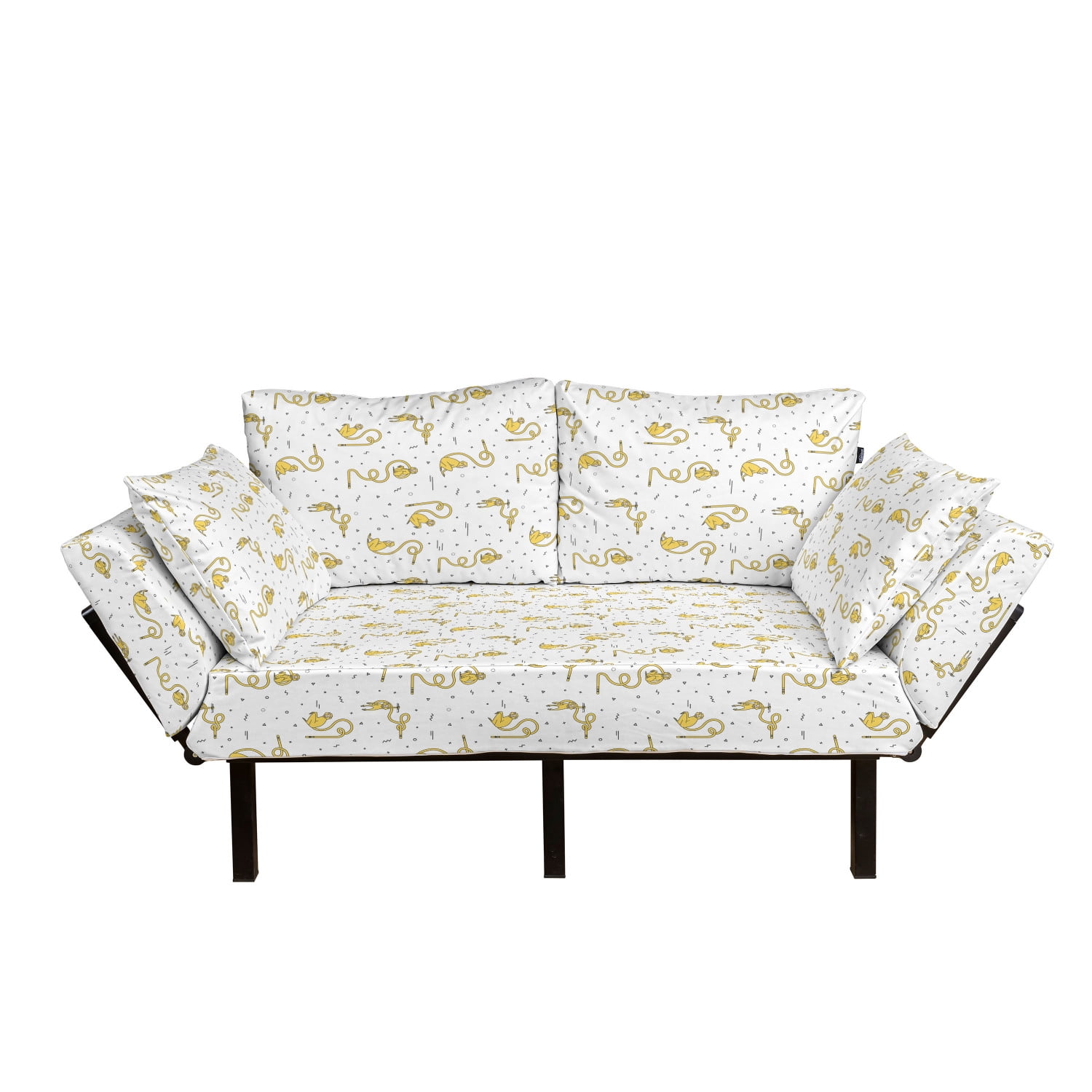 Monkey Futon Couch, Funny Animals with Swirling Tails Among Small ...