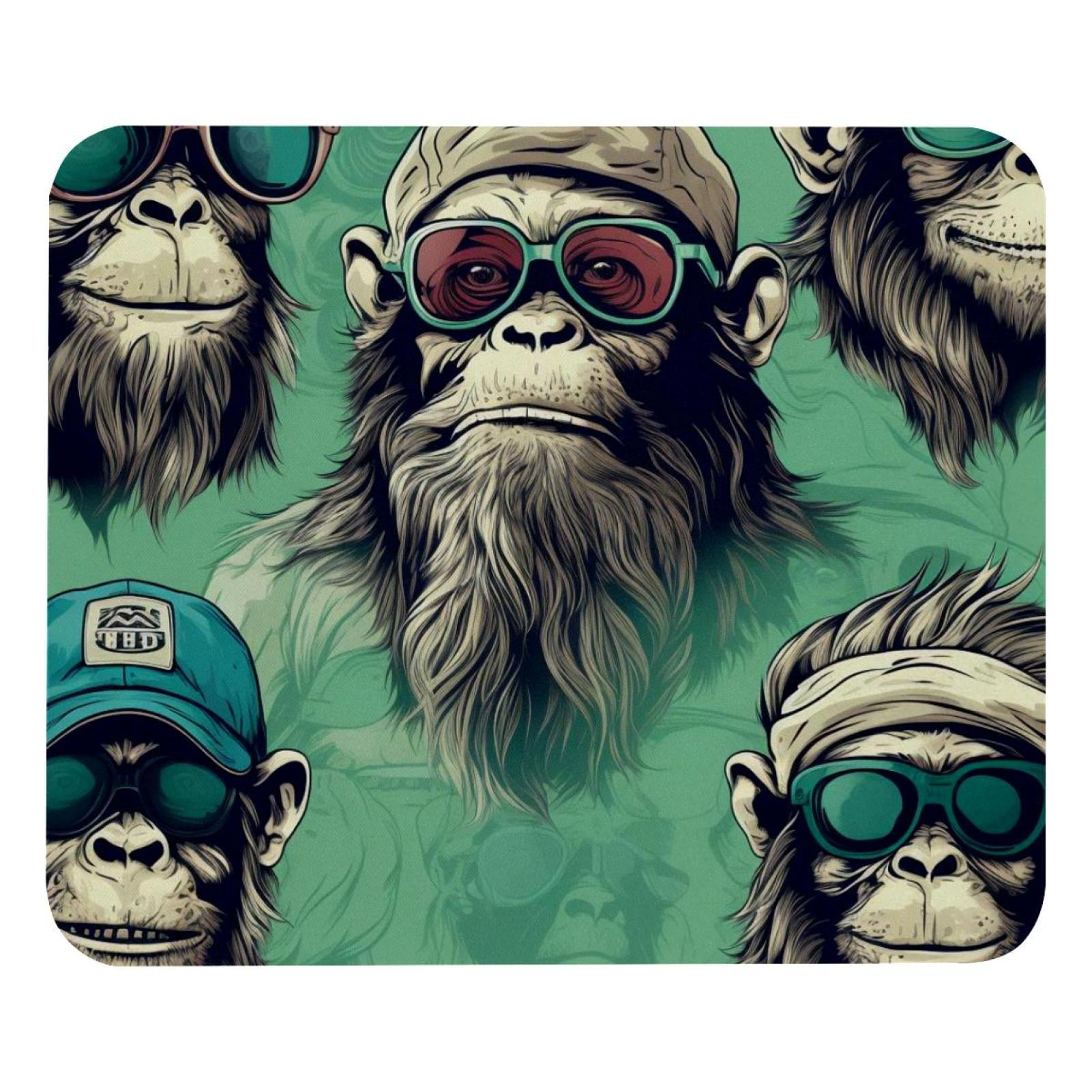 Monkey Gaming Mouse Pad Desk Mat, Square 8.3x9.8 Inch Non-Slip Rubber ...