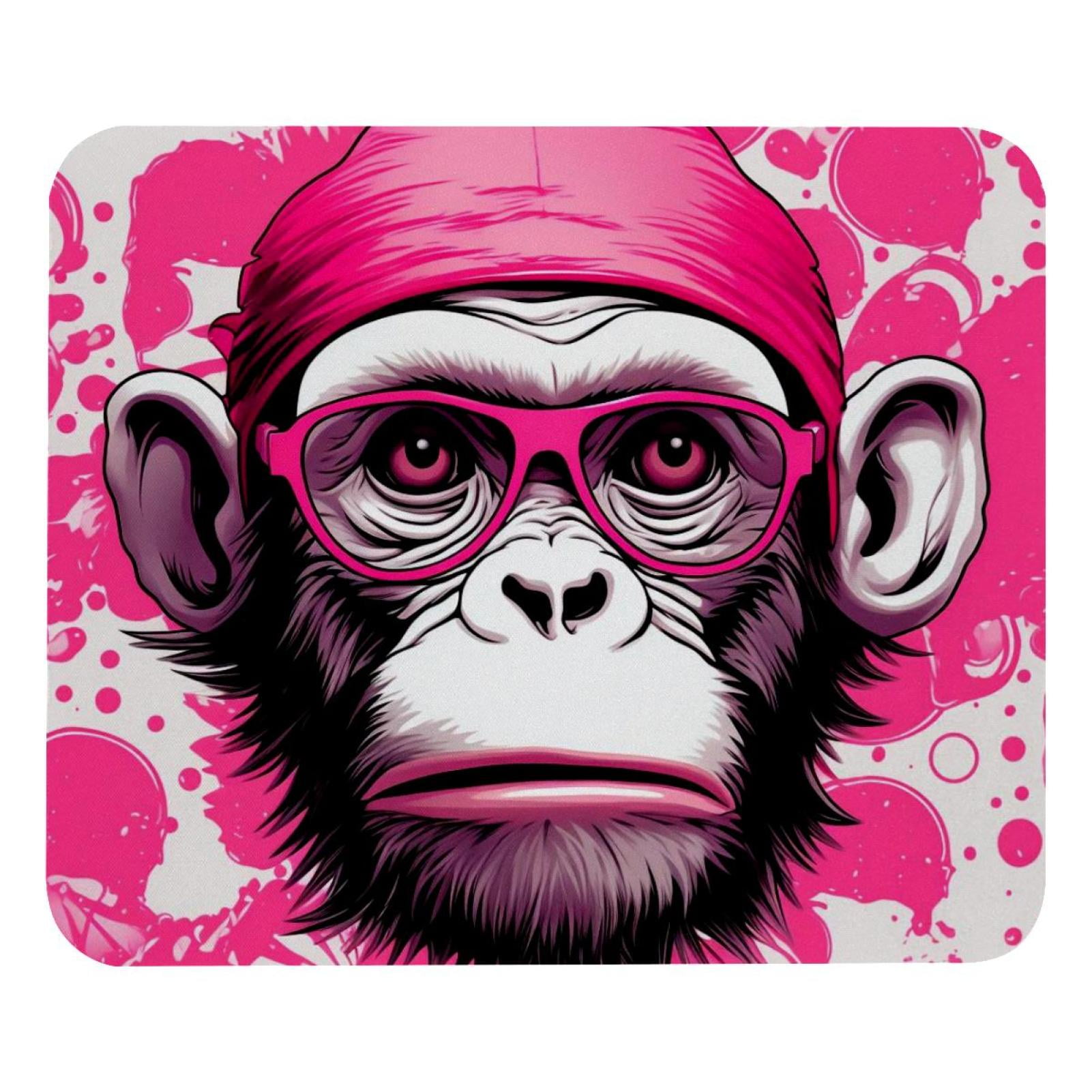 Monkey Gaming Mouse Pad Desk Mat, Square 8.3x9.8 Inch Non-Slip Rubber ...