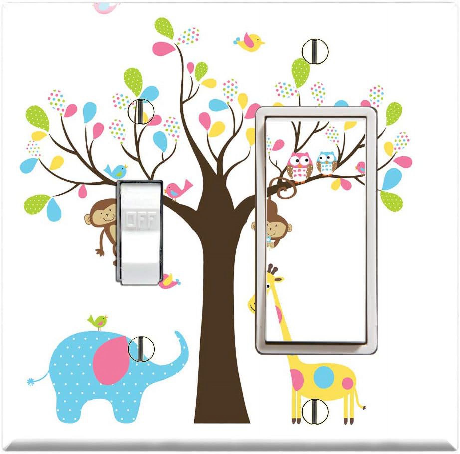 Monkey Giraffe Elephant Owl Tree Toggle Rocker/GFCI Combo Wall Plate ...
