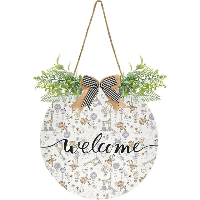 Monkey Giraffe Heart Palm Tree Welcome Sign Farmhouse Front Porch Door ...