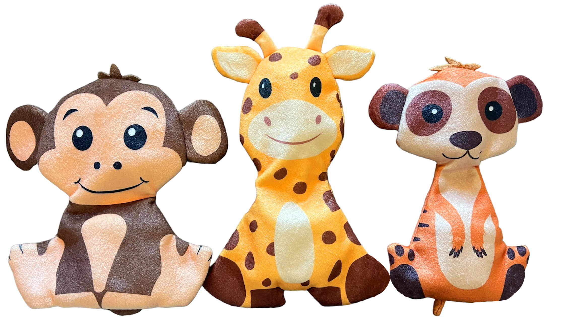 Monkey Giraffe & Meerkat Ruffhouse Squeaker Toys - Bite Proof Large ...