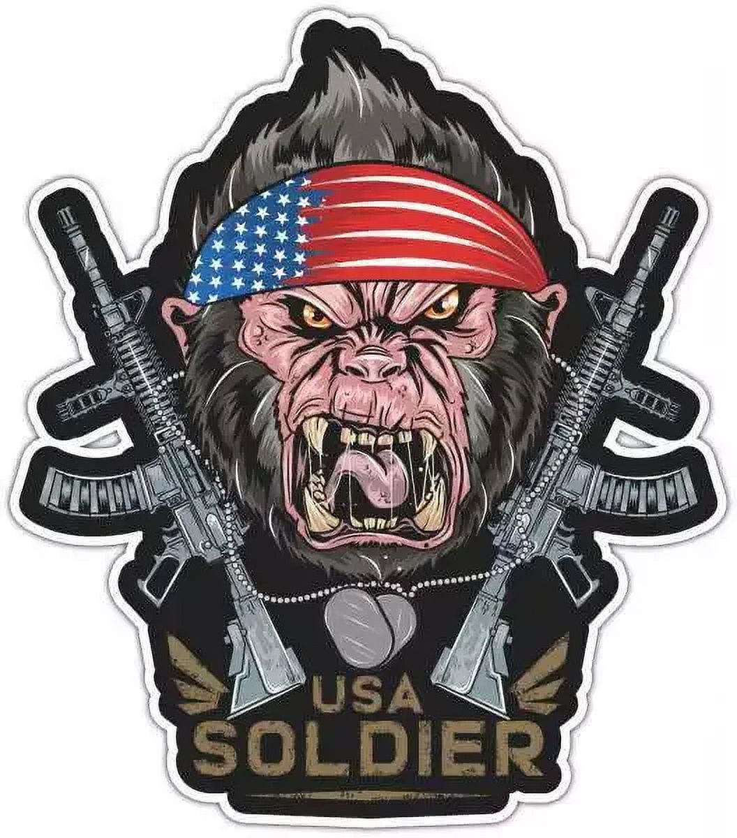 Monkey Gorilla Usa Soldier Army Military Car Stickerphone Decal Water ...