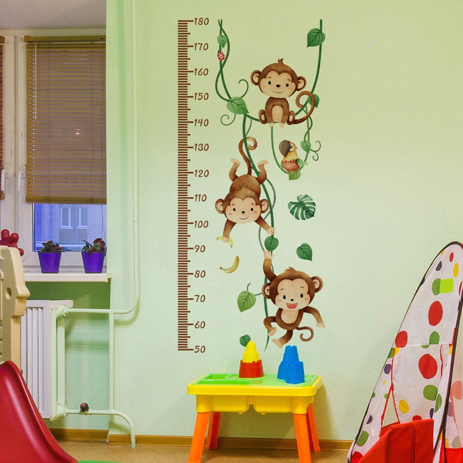 Monkey Height Chart Wall Sticker | Removable Peel and Stick Growth ...