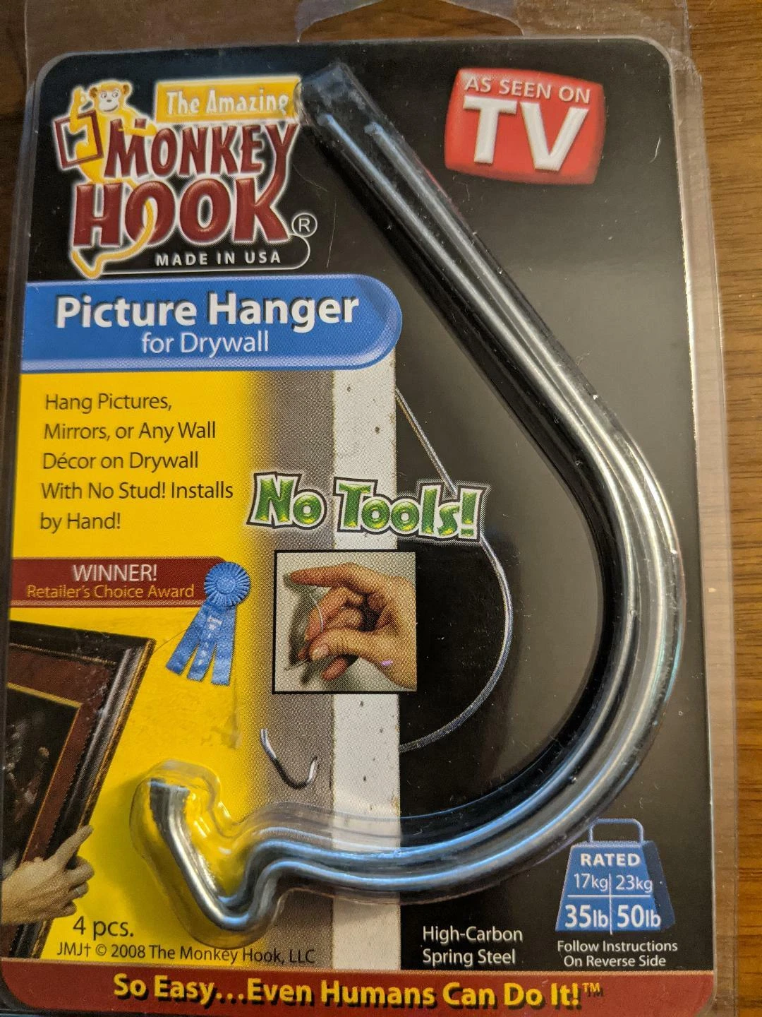 Monkey Hooks Picture Hangers (Rated 35 To 50 Lbs) - Walmart.com