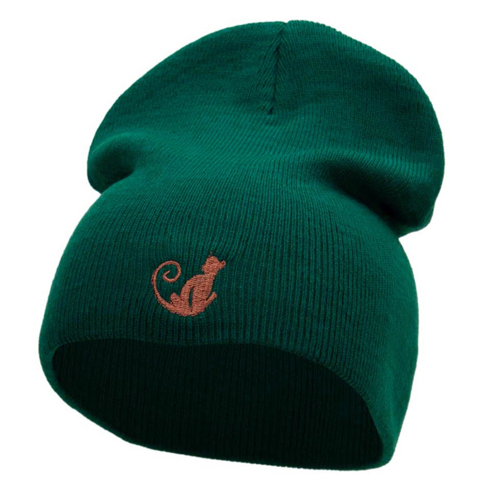 Monkey Insignia Embroidered Short Beanie - Dk Green OSFM - Walmart.com
