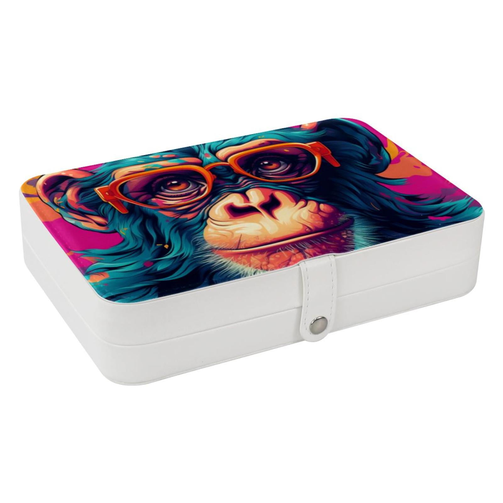 Monkey Jewelry Organizer Box: PU Leather, with Removable Compartment ...