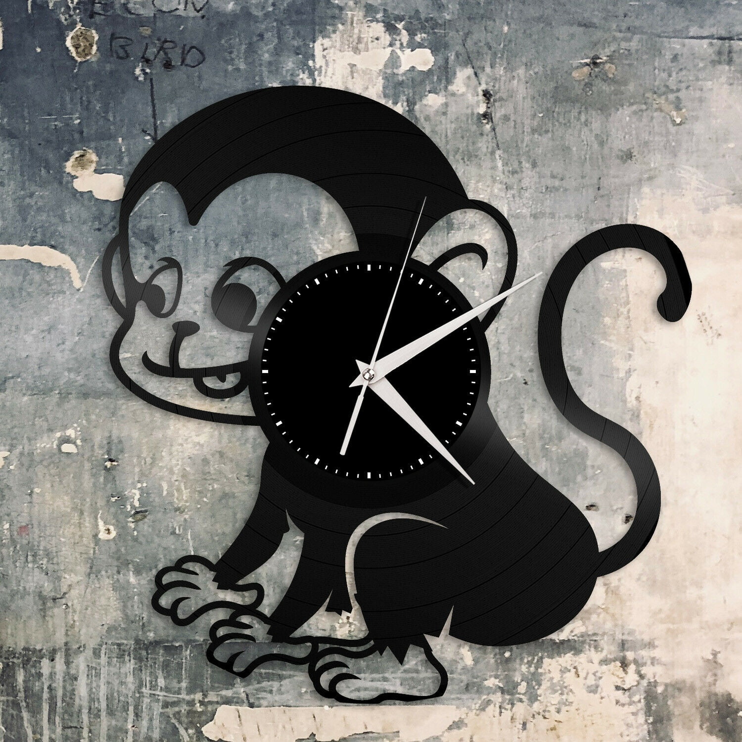 Monkey Kids Funny Vinyl Wall Clock Animals Lovers Unique Gift Kids Room ...