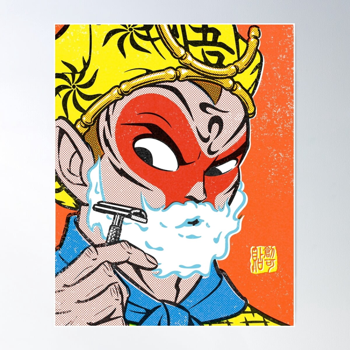 Monkey King Shaving Poster Wall Art, Modern Wall Decor For Living Room ...