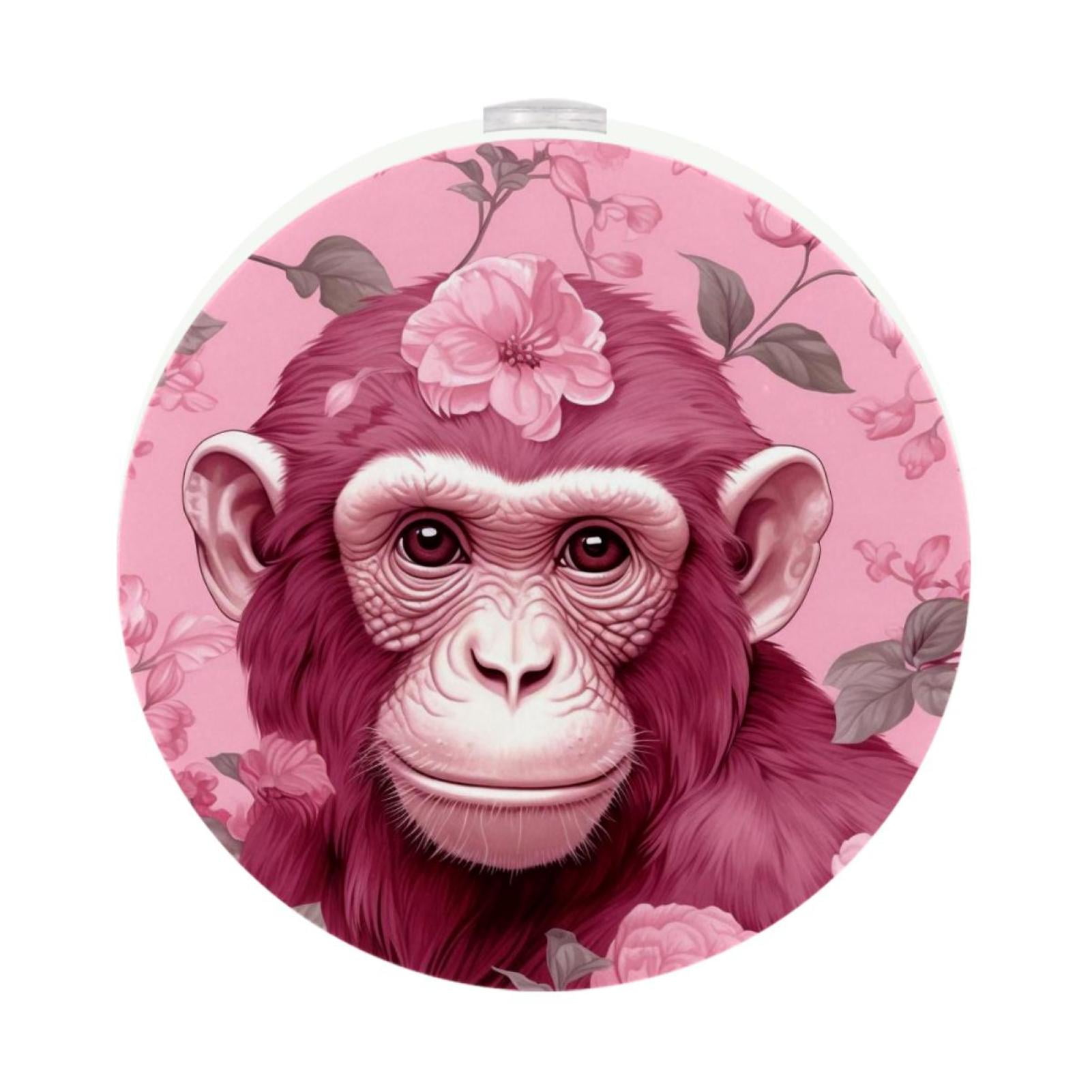 Monkey LED Round Night Light-2PCS, Plug-in Mini Wall Socket Soft White ...