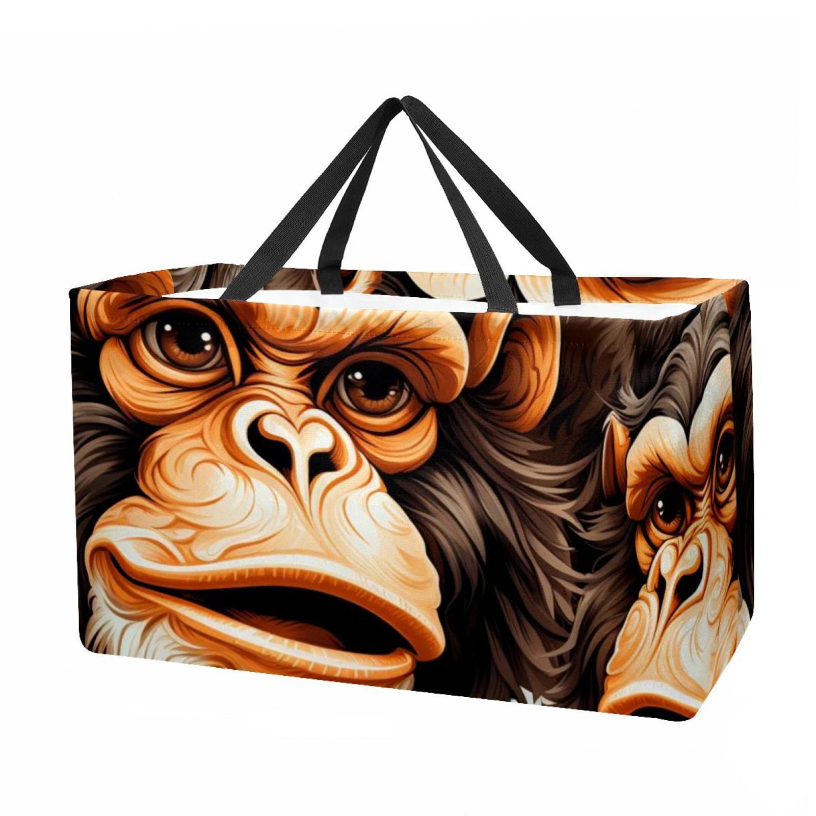 Monkey Large Foldable Beach Bag with Collapsible Bucket, Cube Organizer ...