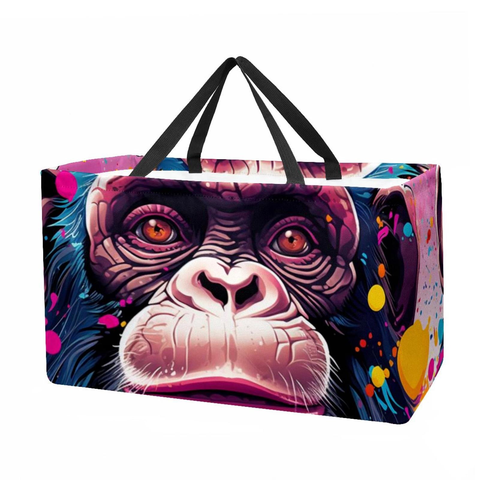 Monkey Large Foldable Oxford Cloth Storage Bin Shopping Basket Shopping Bag Grocery Bags ...