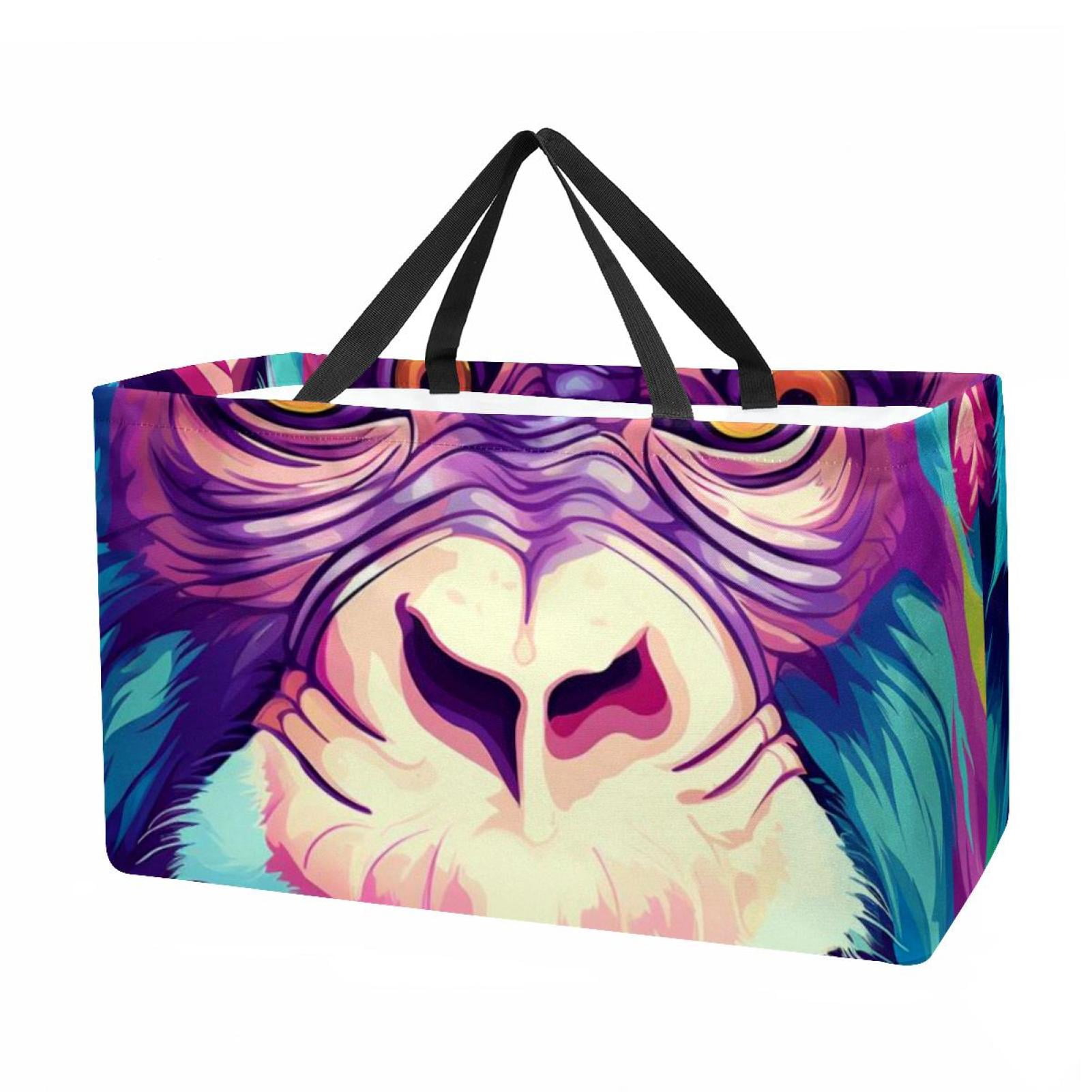 Monkey Large Foldable Storage Basket and Grocery Bags Collapsible ...