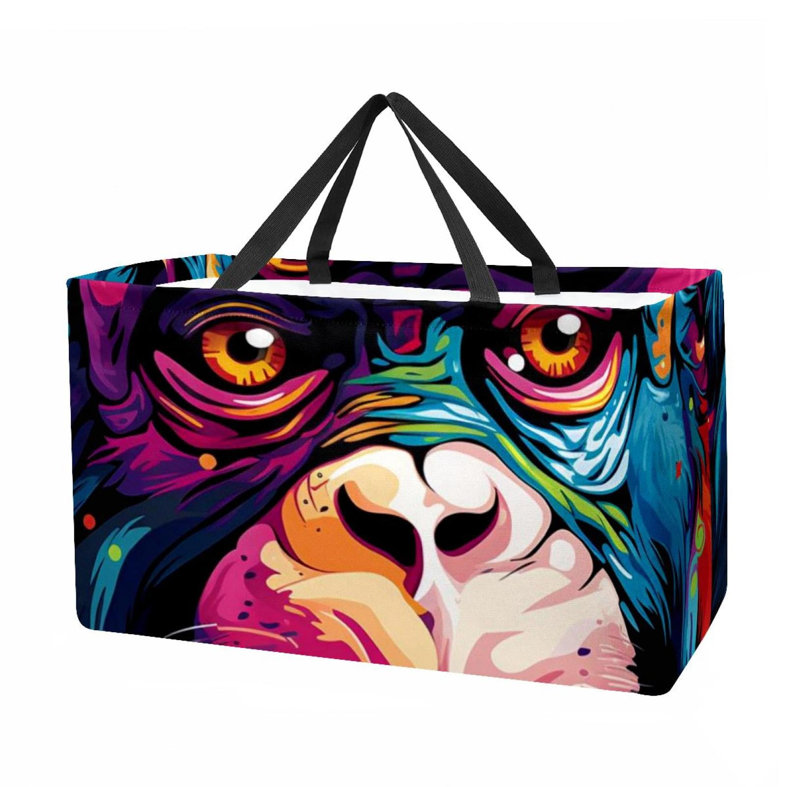 Monkey Large Foldable Storage Basket and Grocery Bags Collapsible ...